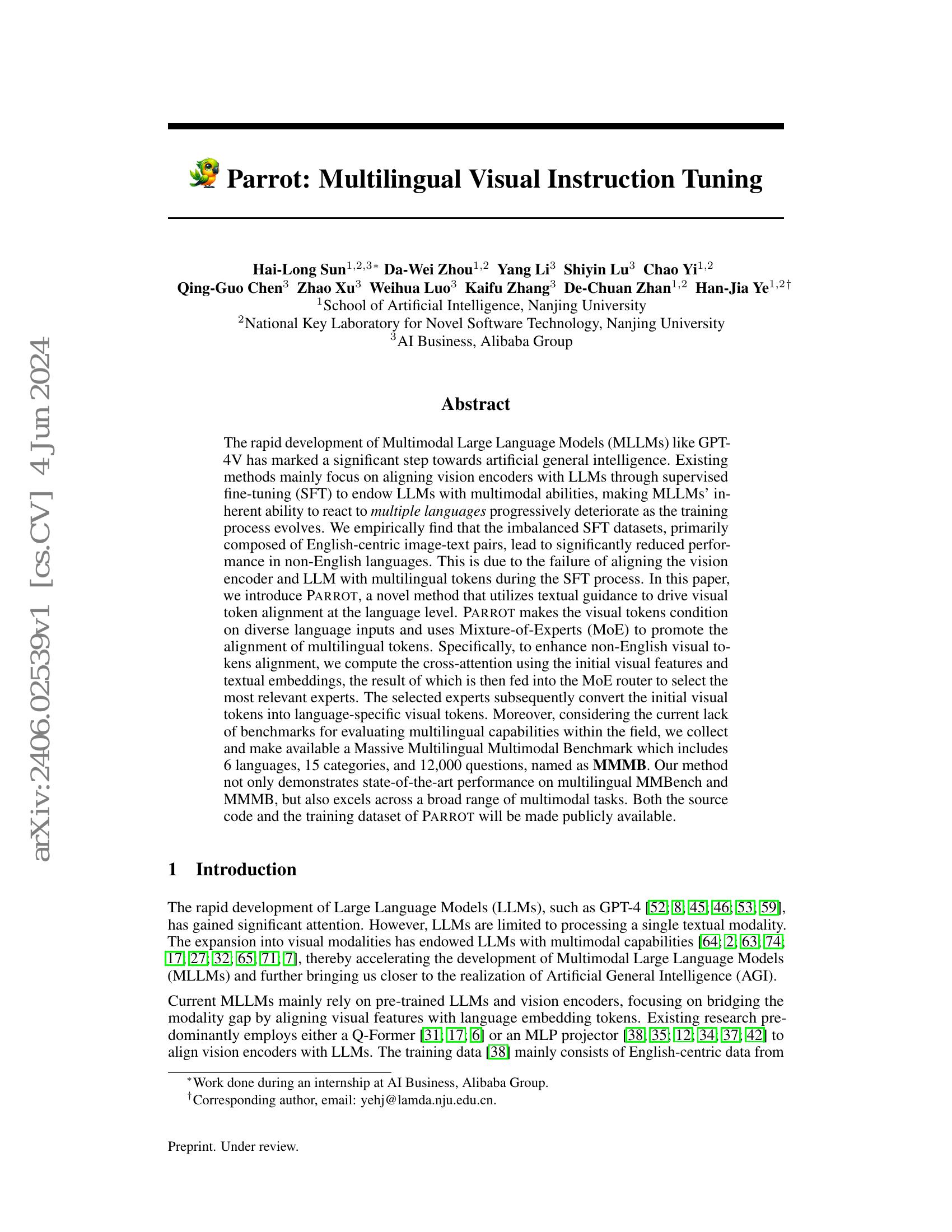 Parrot: Multilingual Visual Instruction Tuning - 智源社区论文