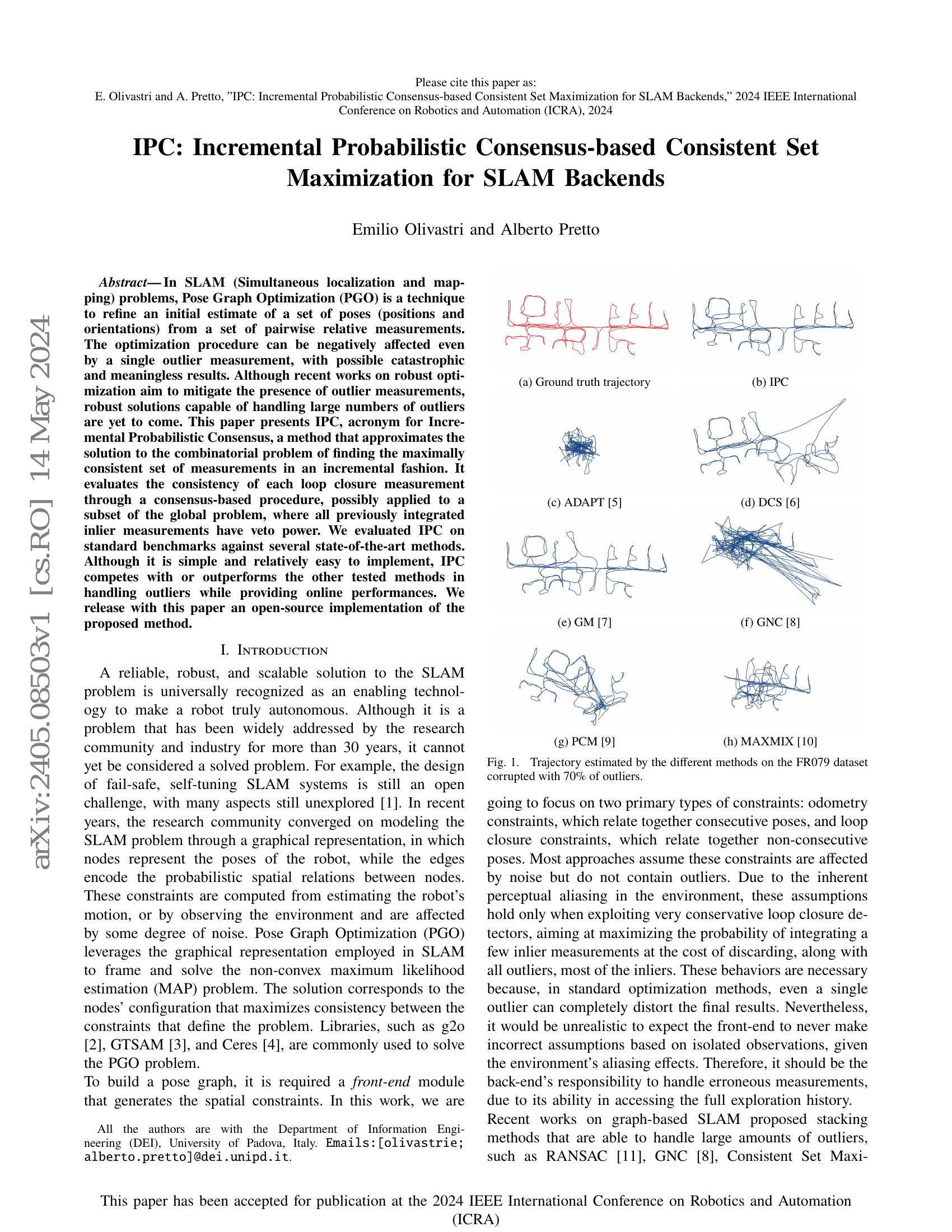 IPC: Incremental Probabilistic Consensus-based Consistent Set Maximization for SLAM Backends - 智 ...