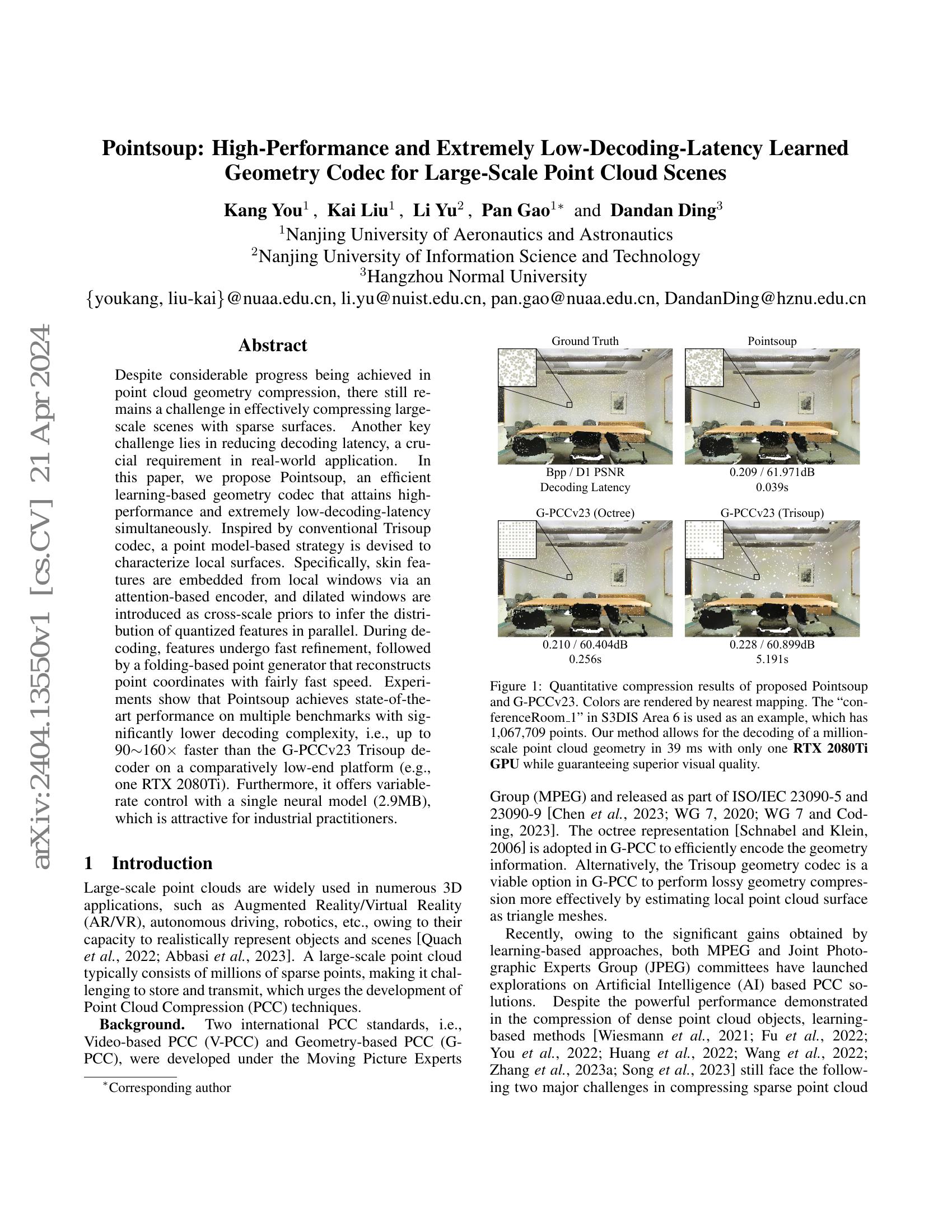 Pointsoup: High-Performance and Extremely Low-Decoding-Latency Learned Geometry Codec for Large ...