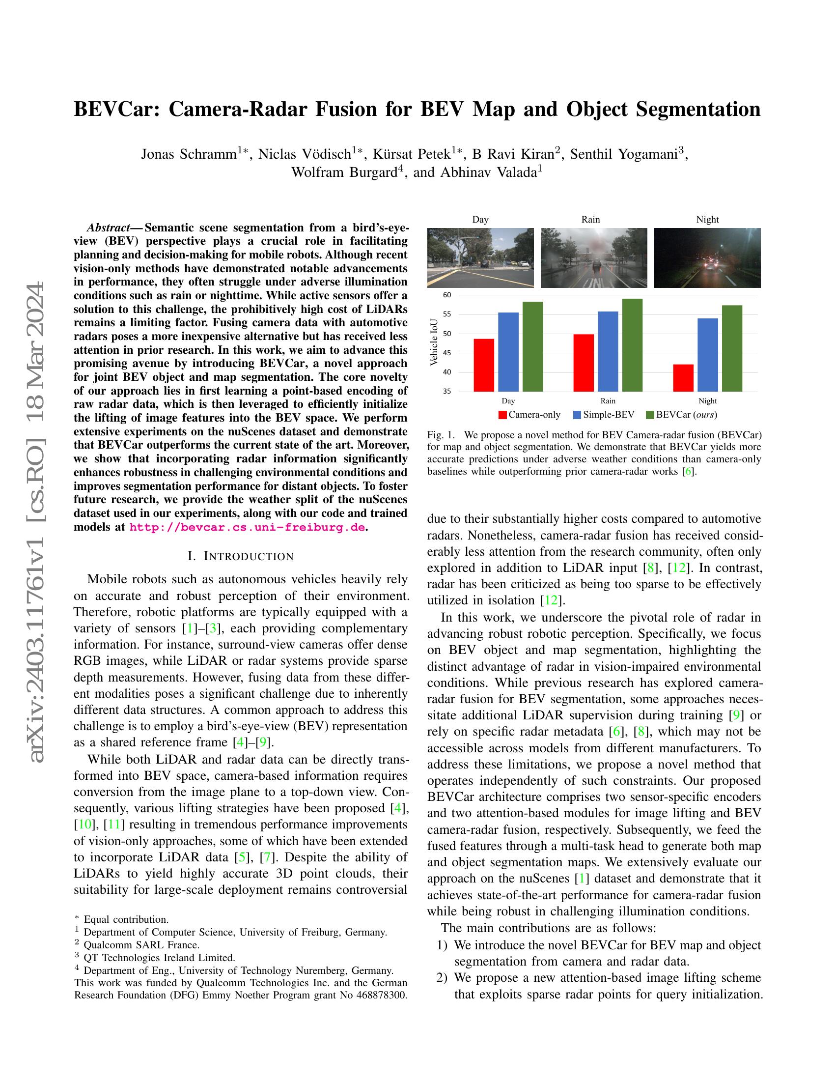 BEVCar: Camera-Radar Fusion for BEV Map and Object Segmentation - 智源社区论文