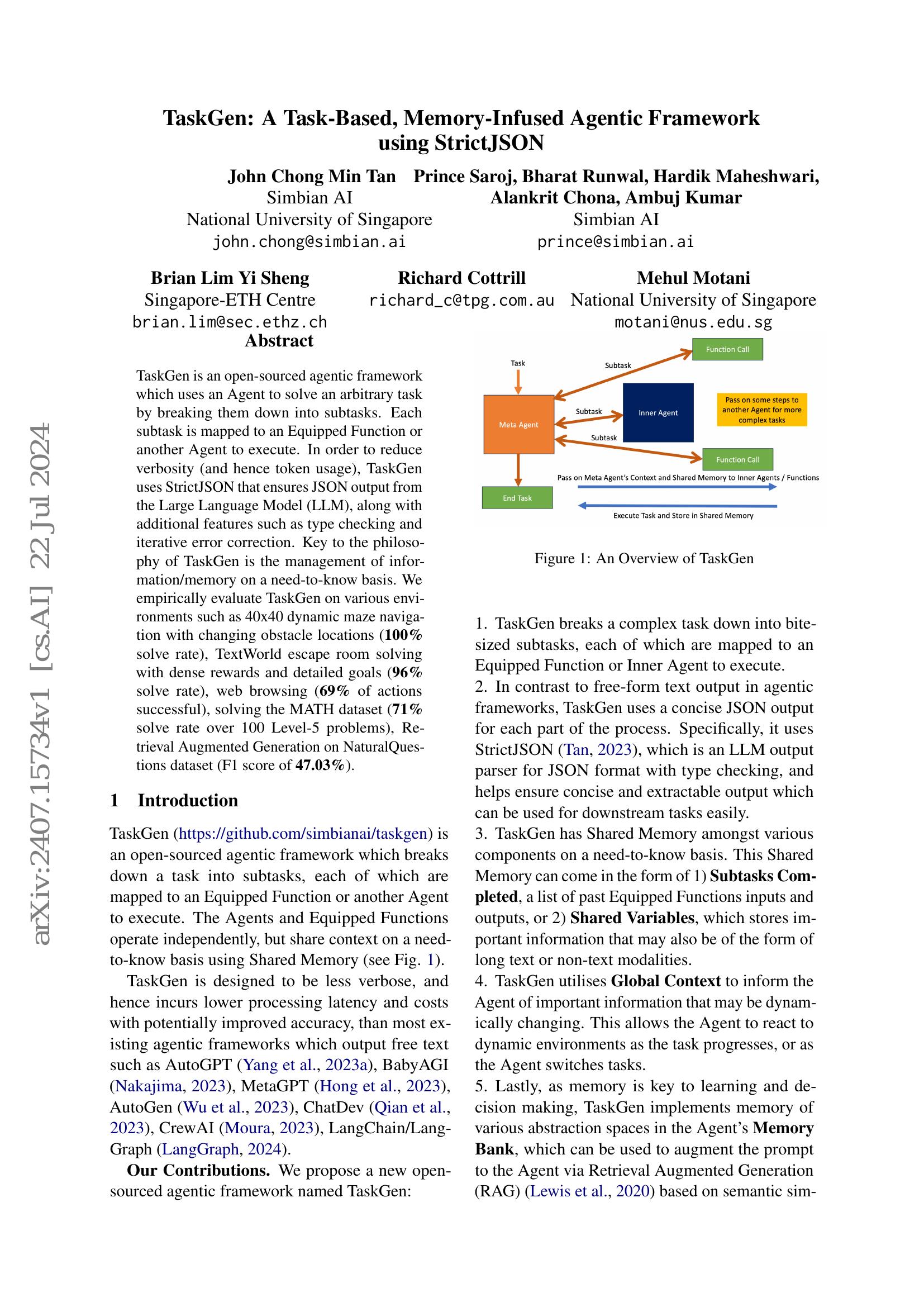 TaskGen: A Task-Based, Memory-Infused Agentic Framework using StrictJSON - 智源社区论文