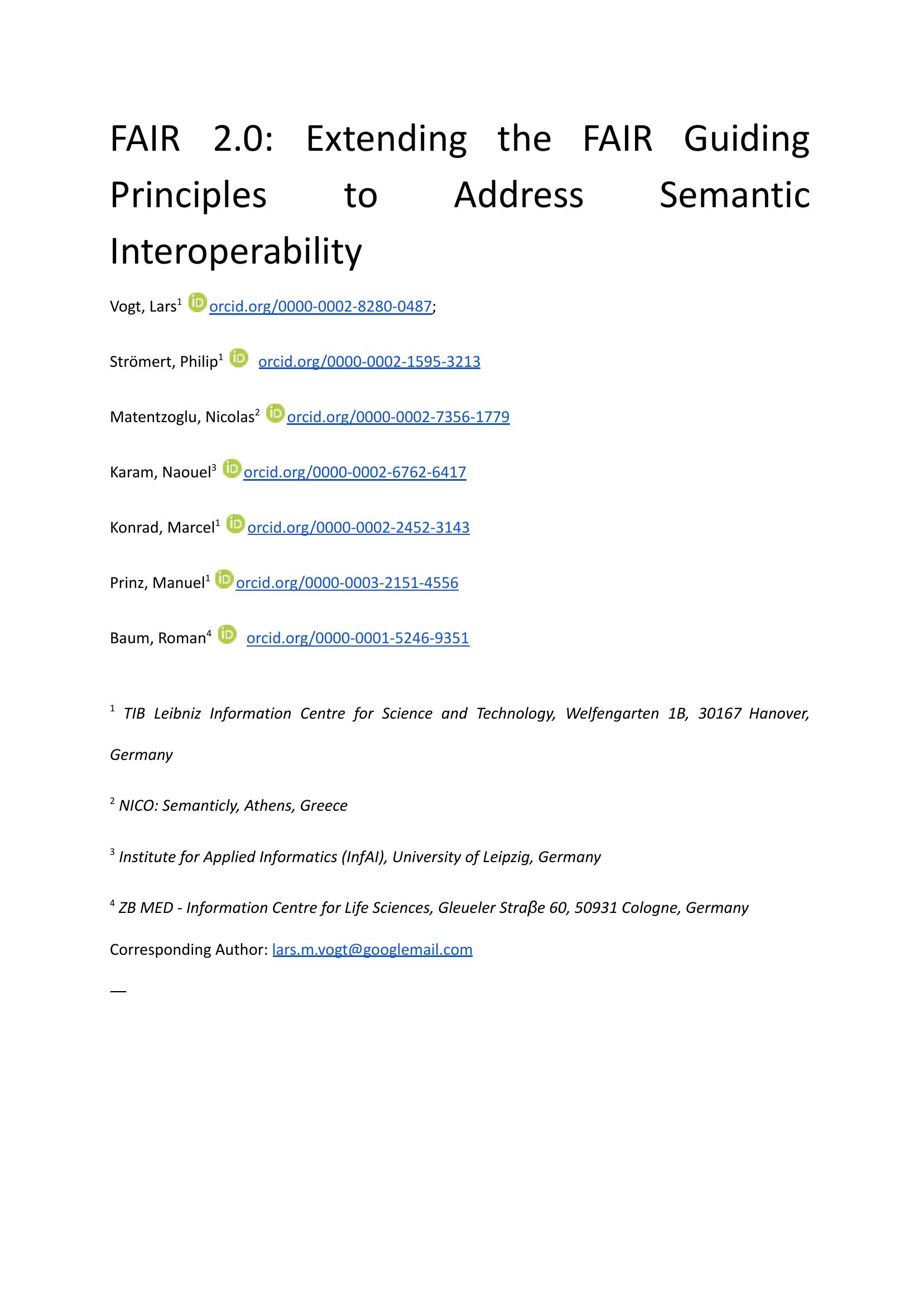 FAIR 2.0: Extending the FAIR Guiding Principles to Address Semantic ...