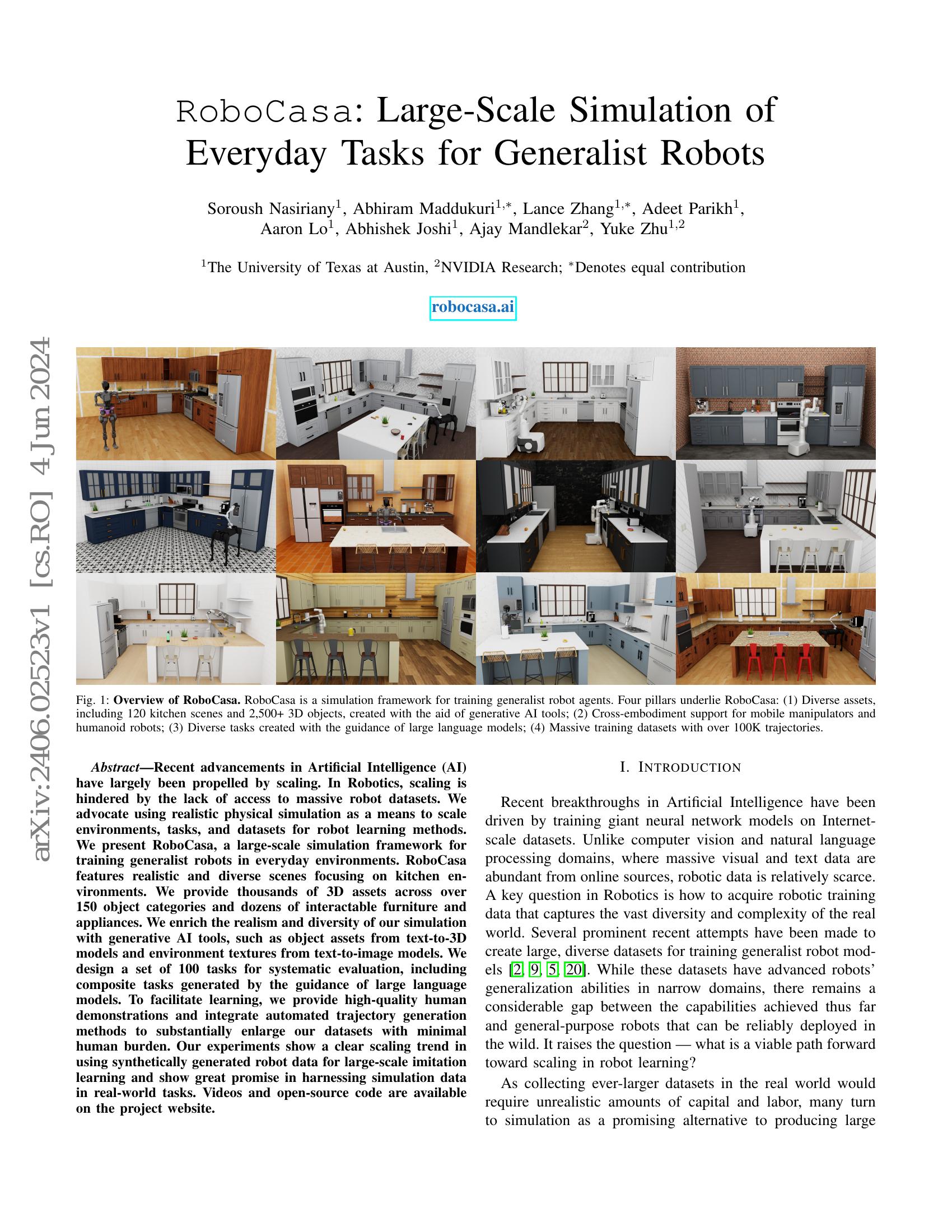 RoboCasa: Large-Scale Simulation of Everyday Tasks for Generalist Robots - 智源社区论文
