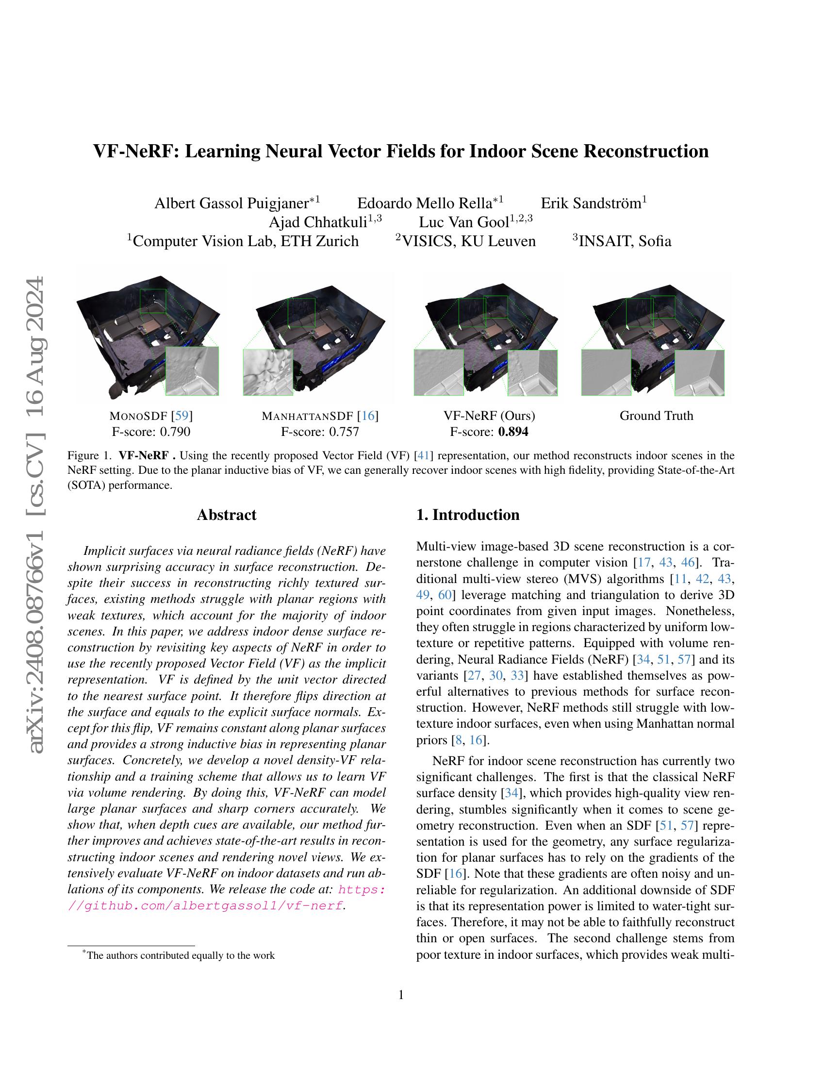 VF-NeRF: Learning Neural Vector Fields for Indoor Scene Reconstruction - 智源社区论文