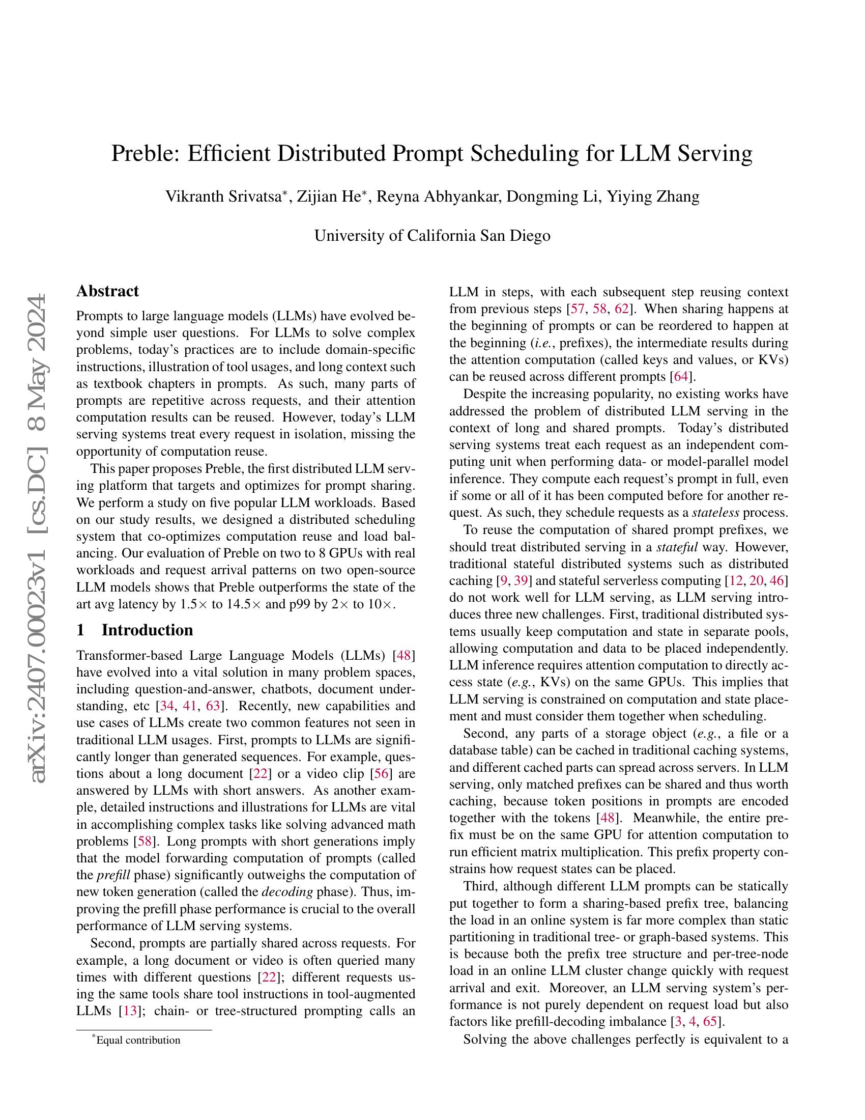 Preble: Efficient Distributed Prompt Scheduling for LLM Serving - 智源社区论文
