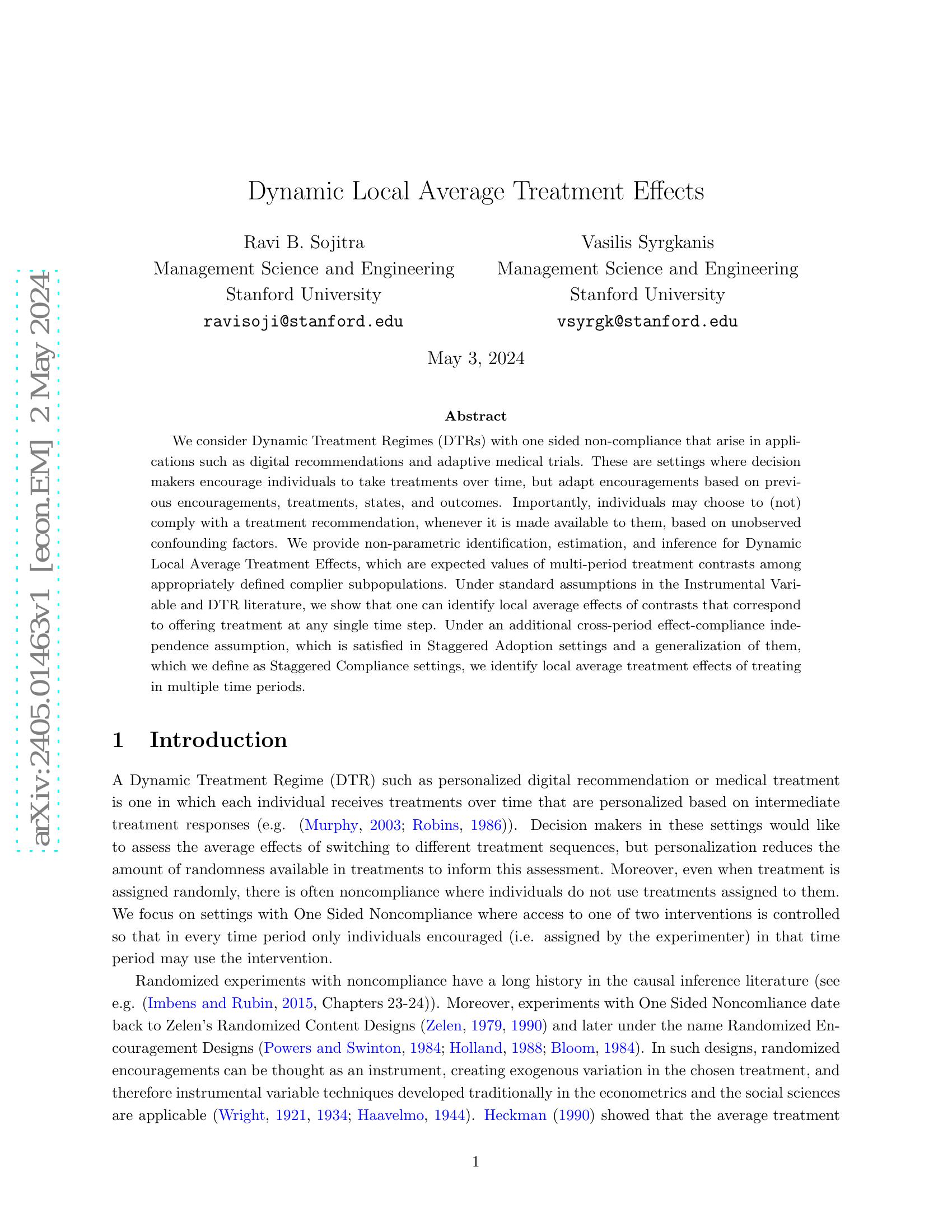 Dynamic Local Average Treatment Effects - 智源社区论文