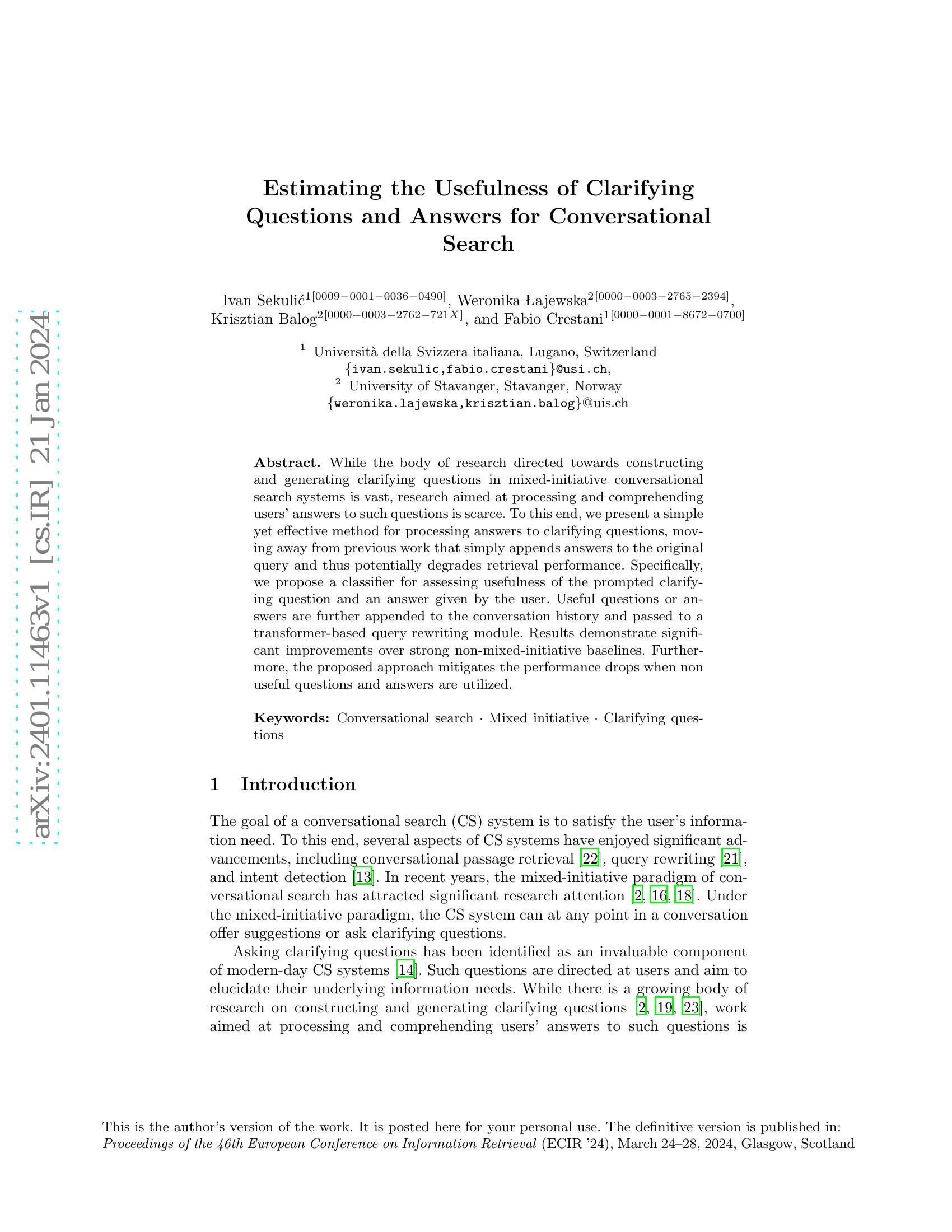 Estimating the Usefulness of Clarifying Questions and Answers for ...