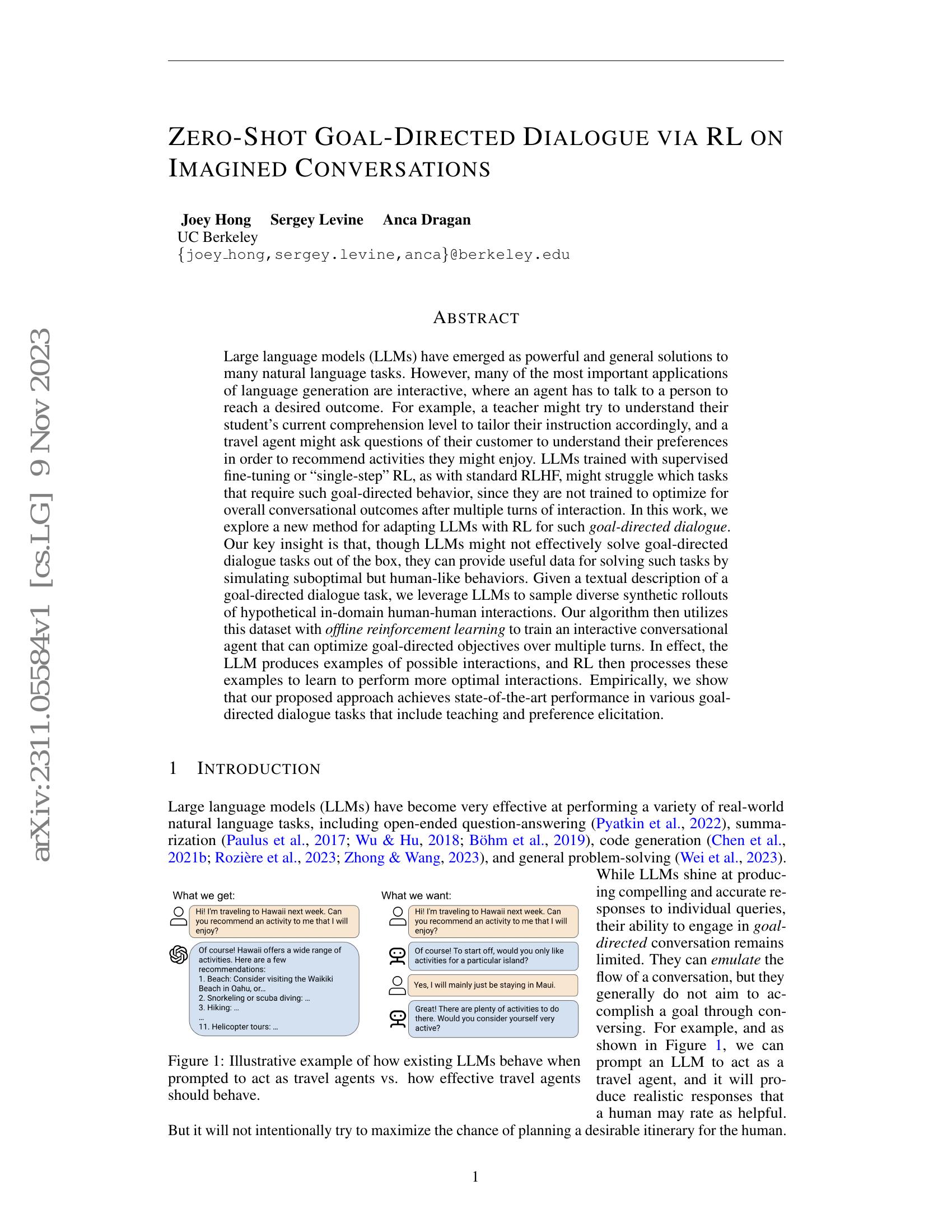 Zero-Shot Goal-Directed Dialogue via RL on Imagined Conversations - 智源社区论文