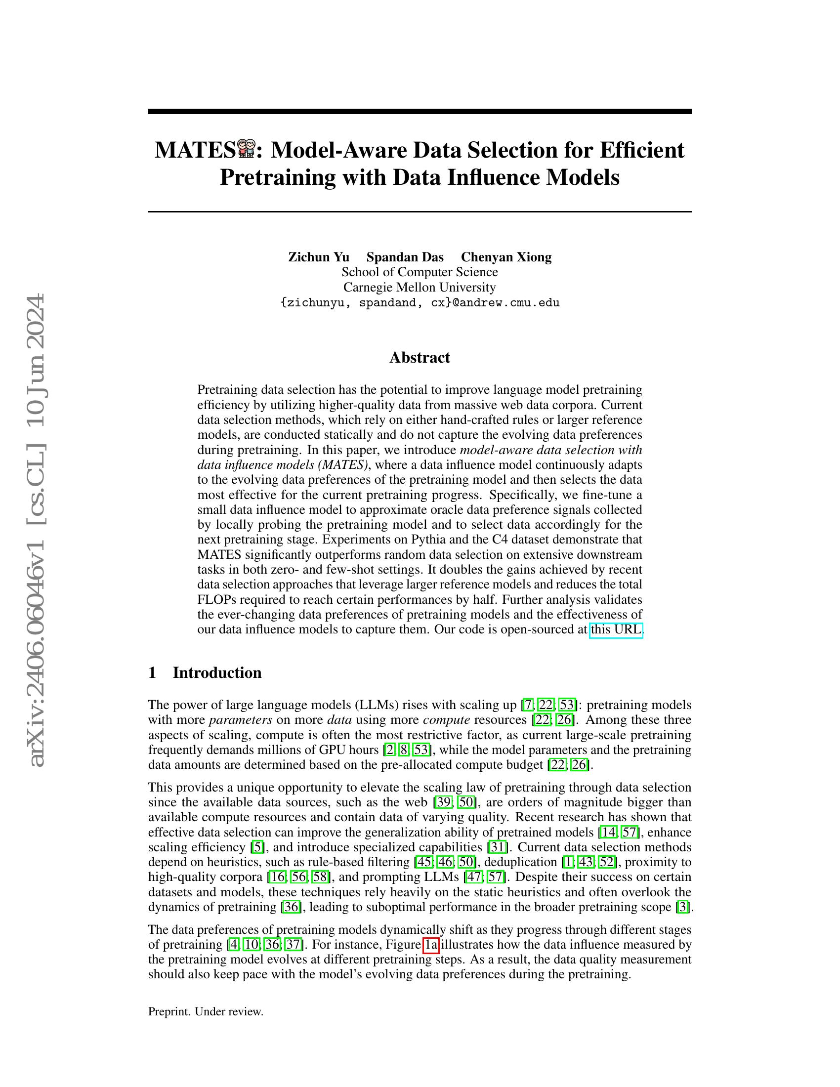 MATES: Model-Aware Data Selection for Efficient Pretraining with Data ...