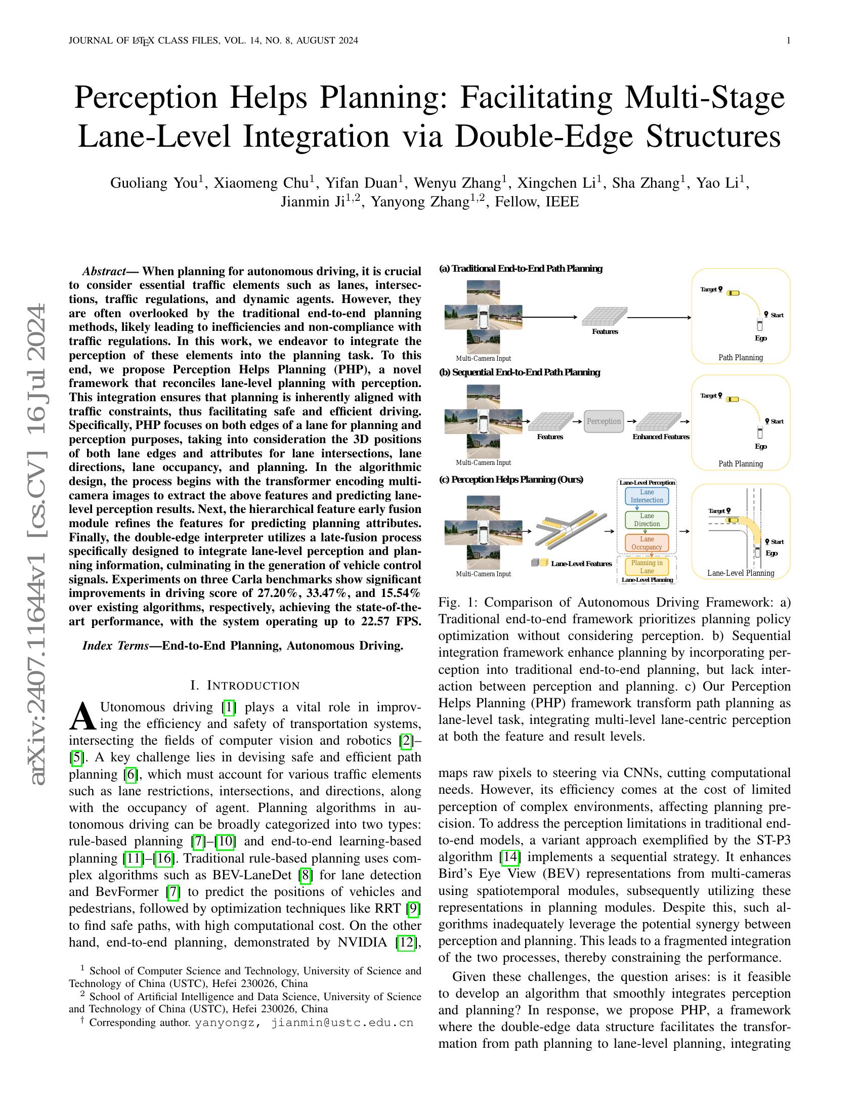 Perception Helps Planning: Facilitating Multi-Stage Lane-Level ...