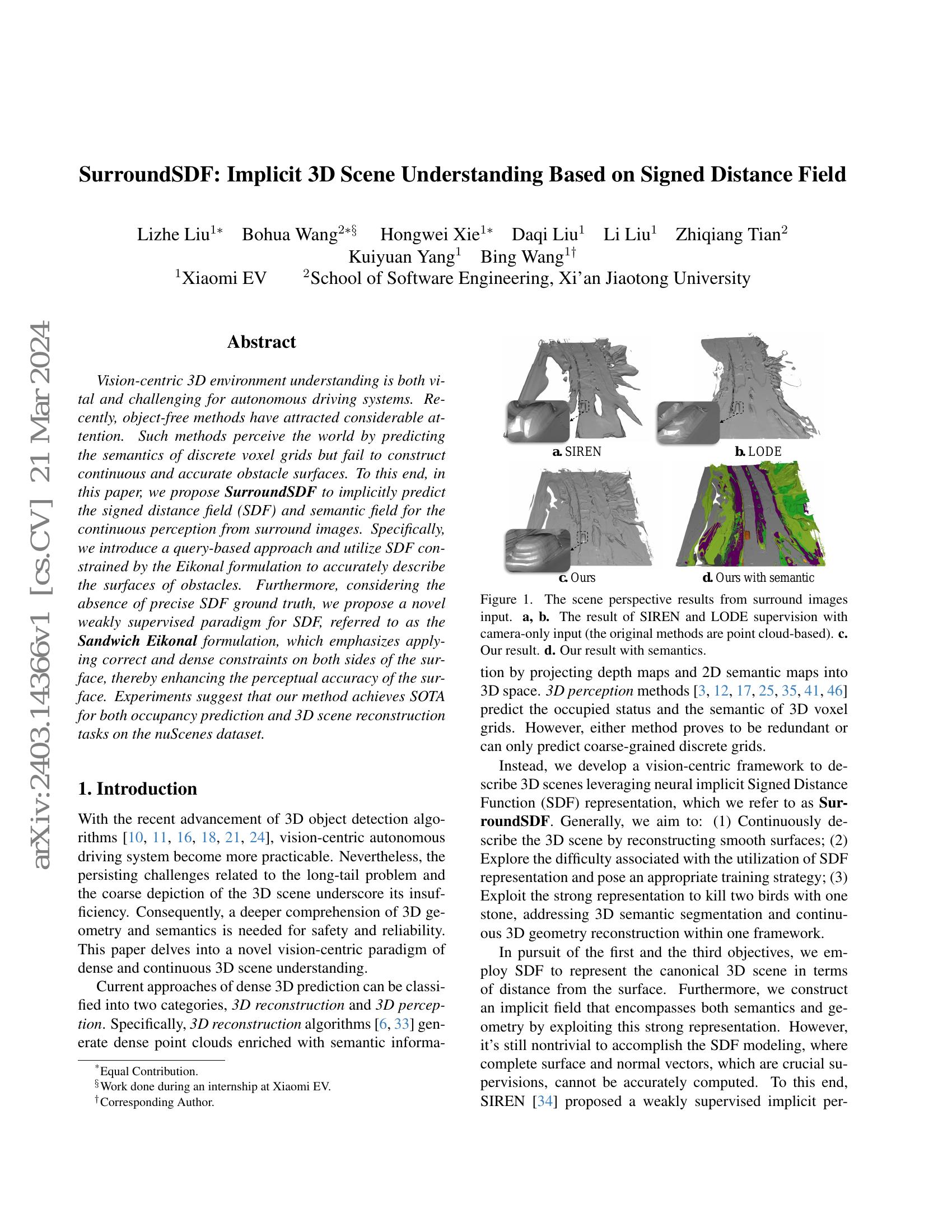 SurroundSDF: Implicit 3D Scene Understanding Based on Signed Distance Field - 智源社区论文