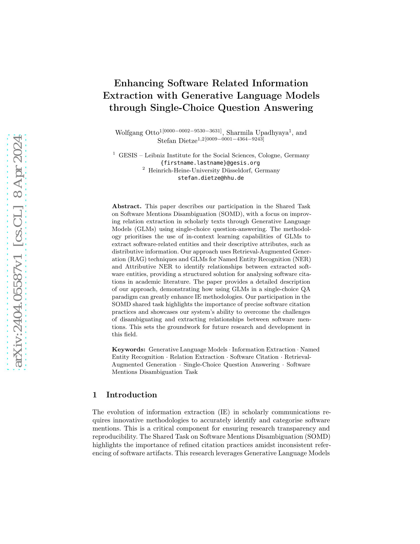 Enhancing Software Related Information Extraction with Generative Language Models through Single ...