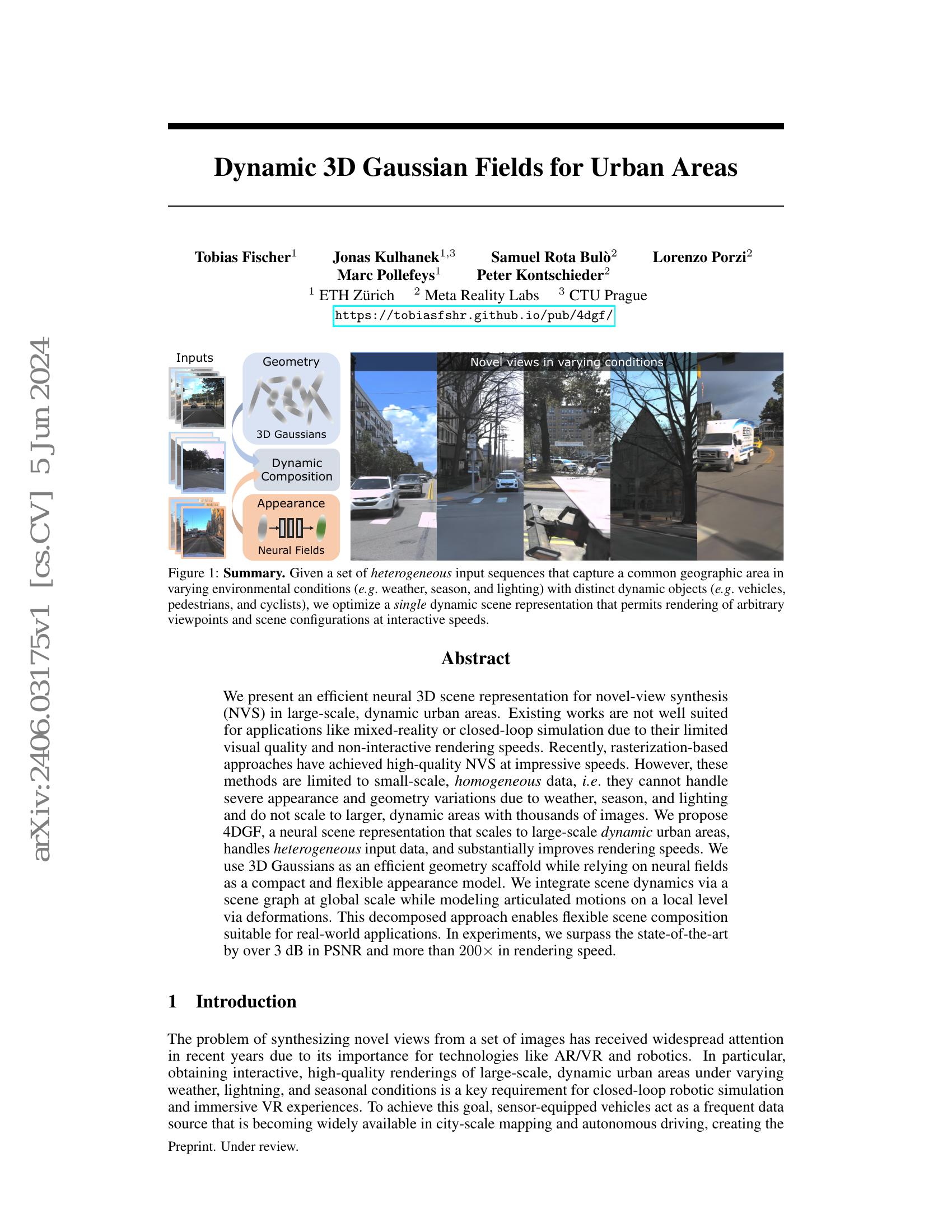 Dynamic 3D Gaussian Fields for Urban Areas - 智源社区论文