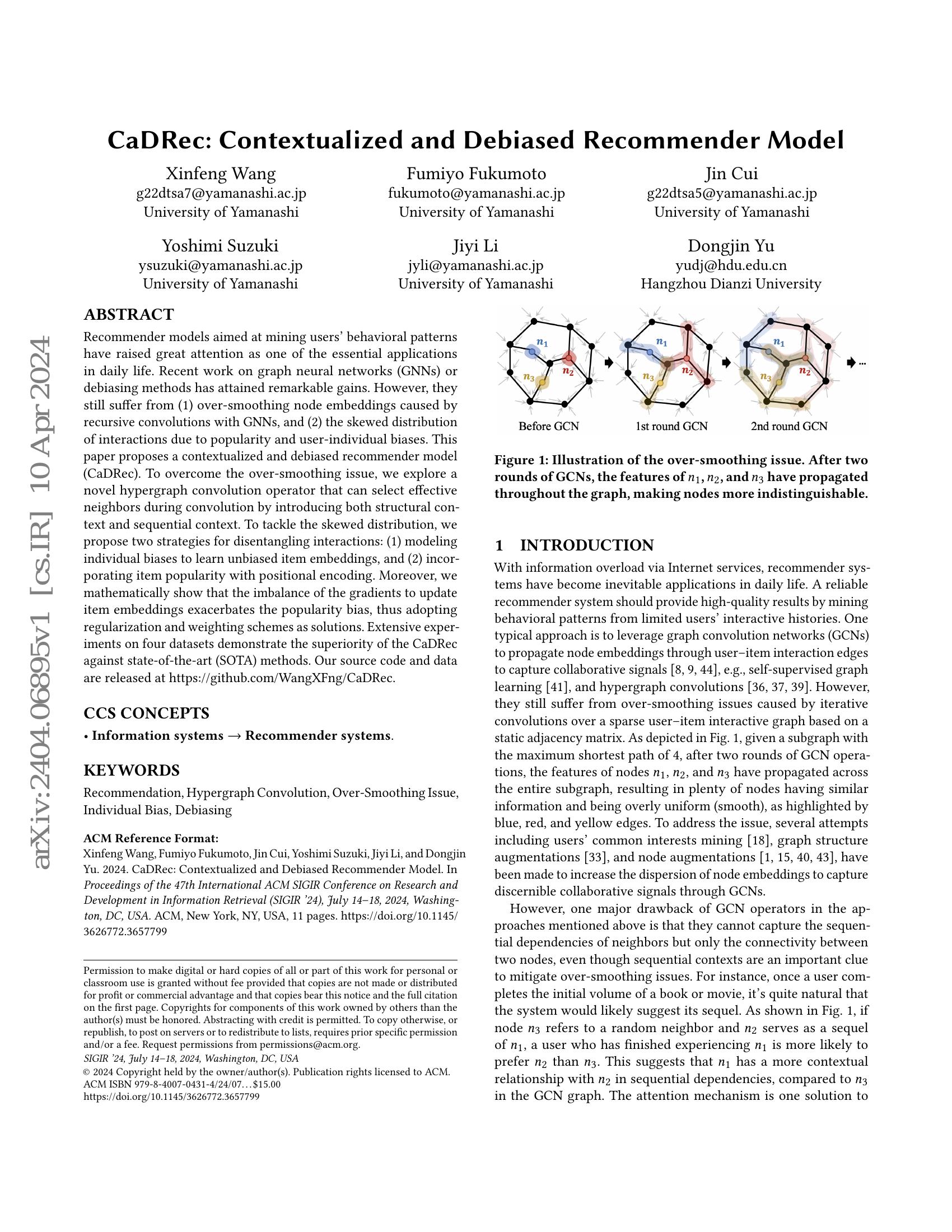 CaDRec: Contextualized and Debiased Recommender Model - 智源社区论文