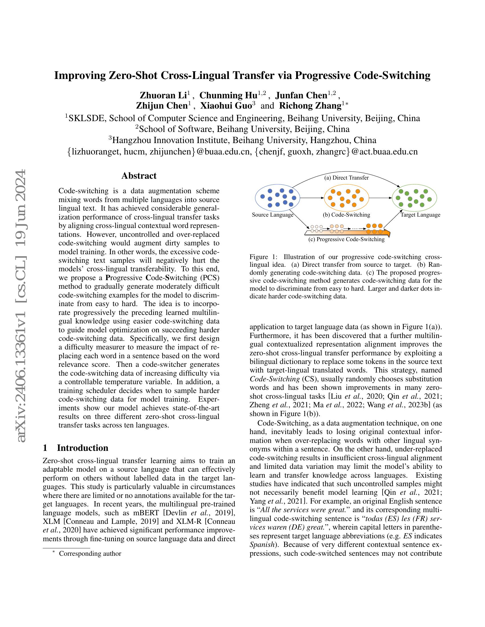 Improving Zero-Shot Cross-Lingual Transfer via Progressive Code-Switching - 智源社区论文