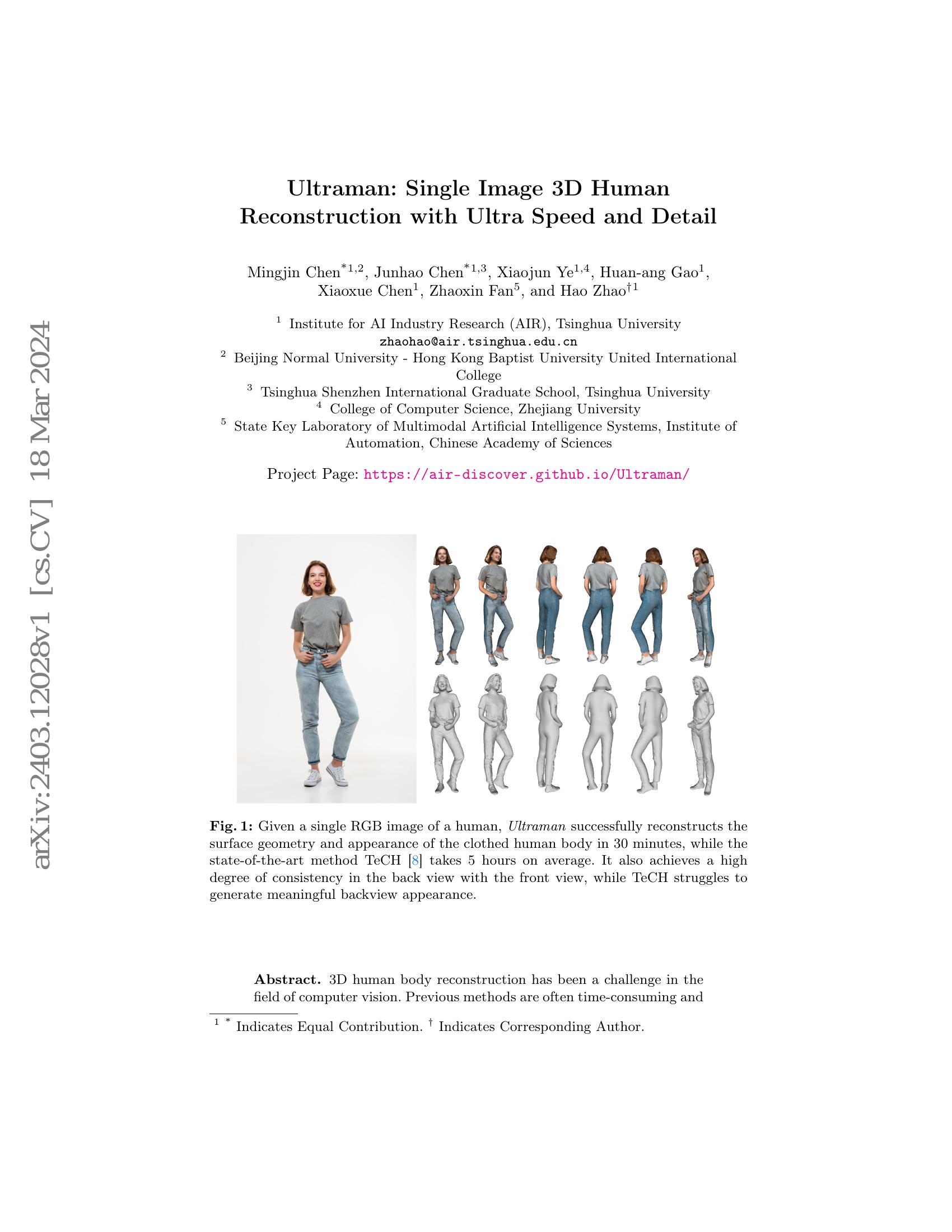 Ultraman: Single Image 3D Human Reconstruction with Ultra Speed and ...