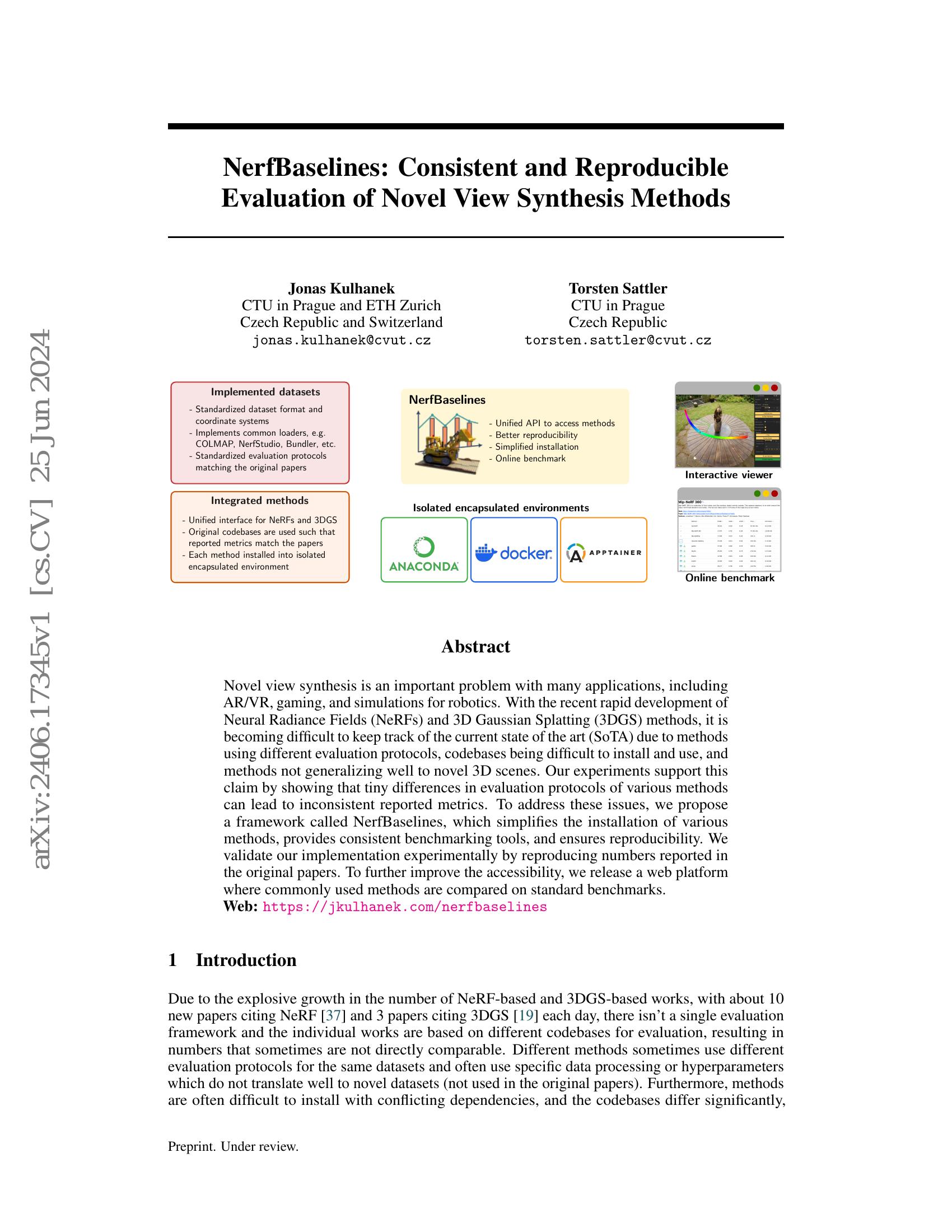 NerfBaselines: Consistent and Reproducible Evaluation of Novel View Synthesis Methods - 智源社区论文