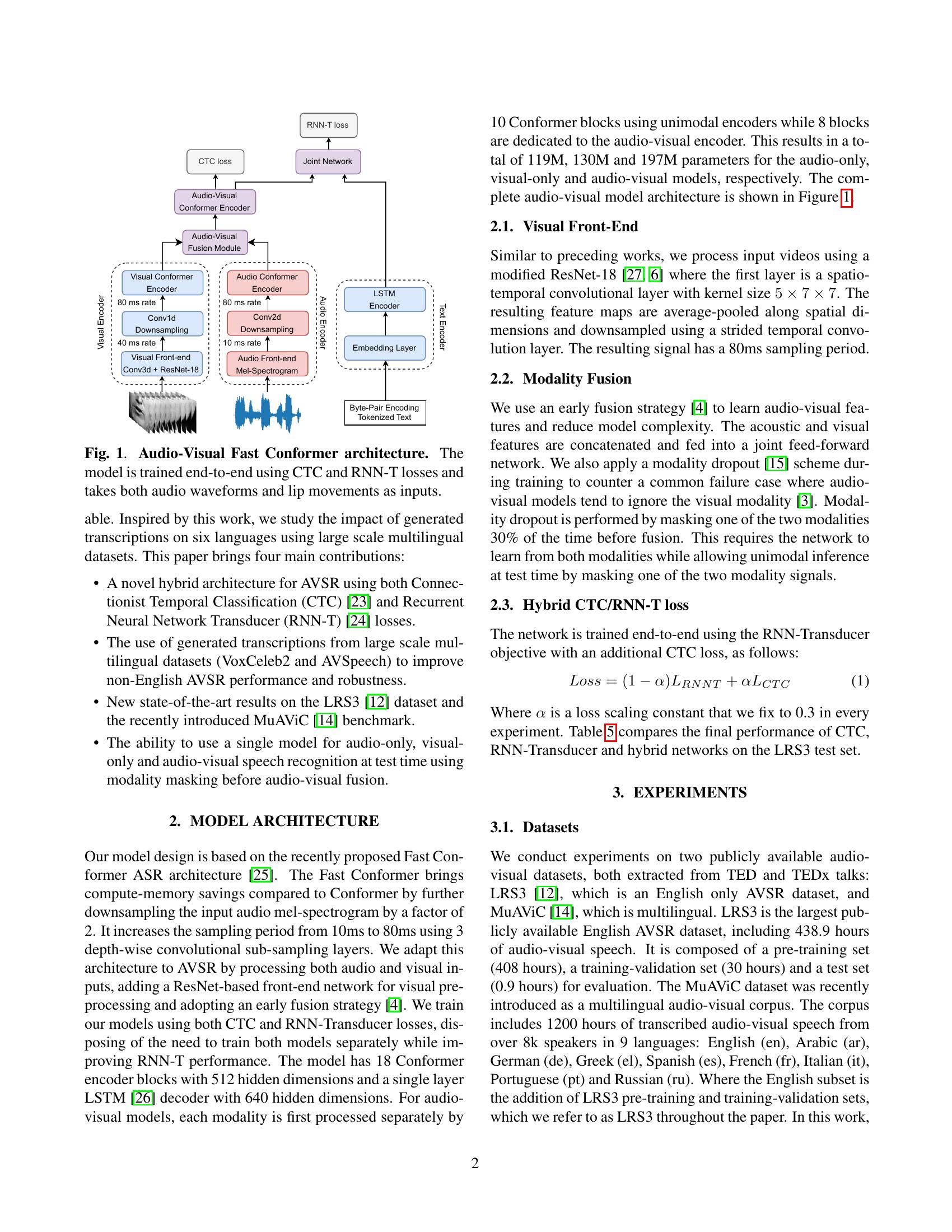 Multilingual Audio-Visual Speech Recognition with Hybrid CTC/RNN-T Fast Conformer - 智源社区论文