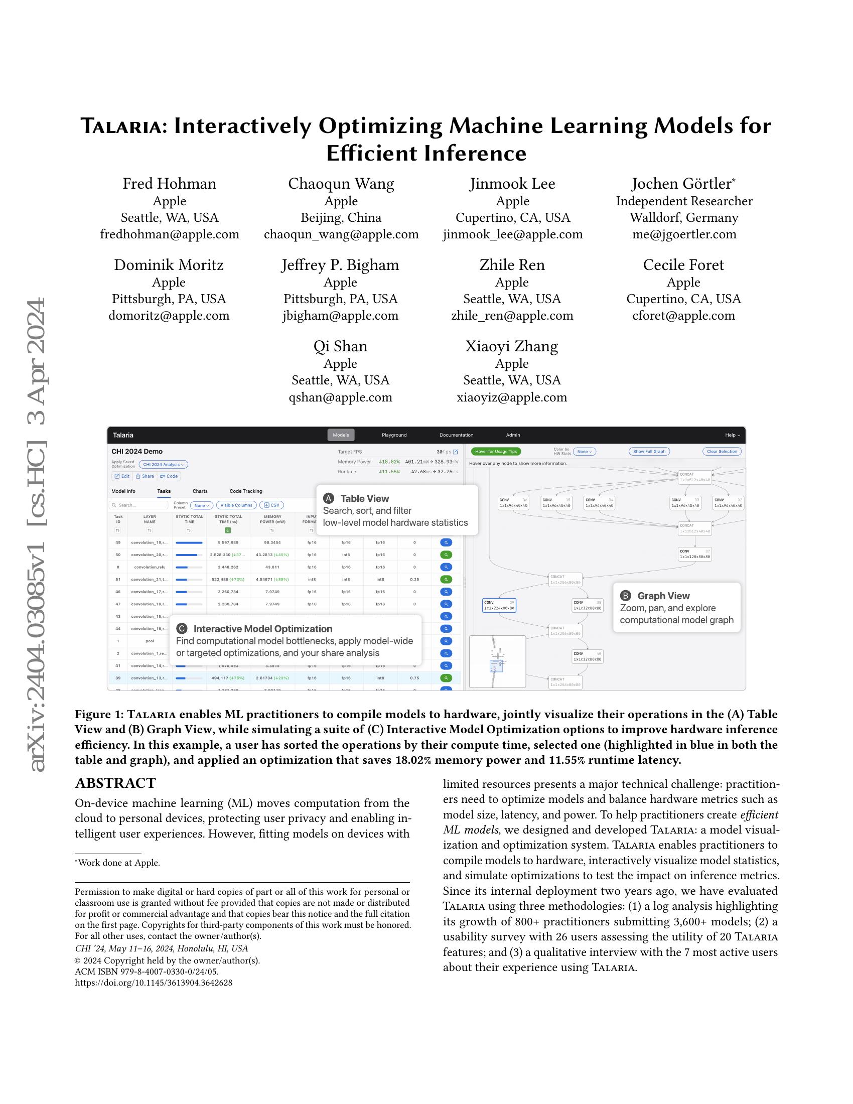 Talaria: Interactively Optimizing Machine Learning Models for Efficient Inference - 智源社区论文