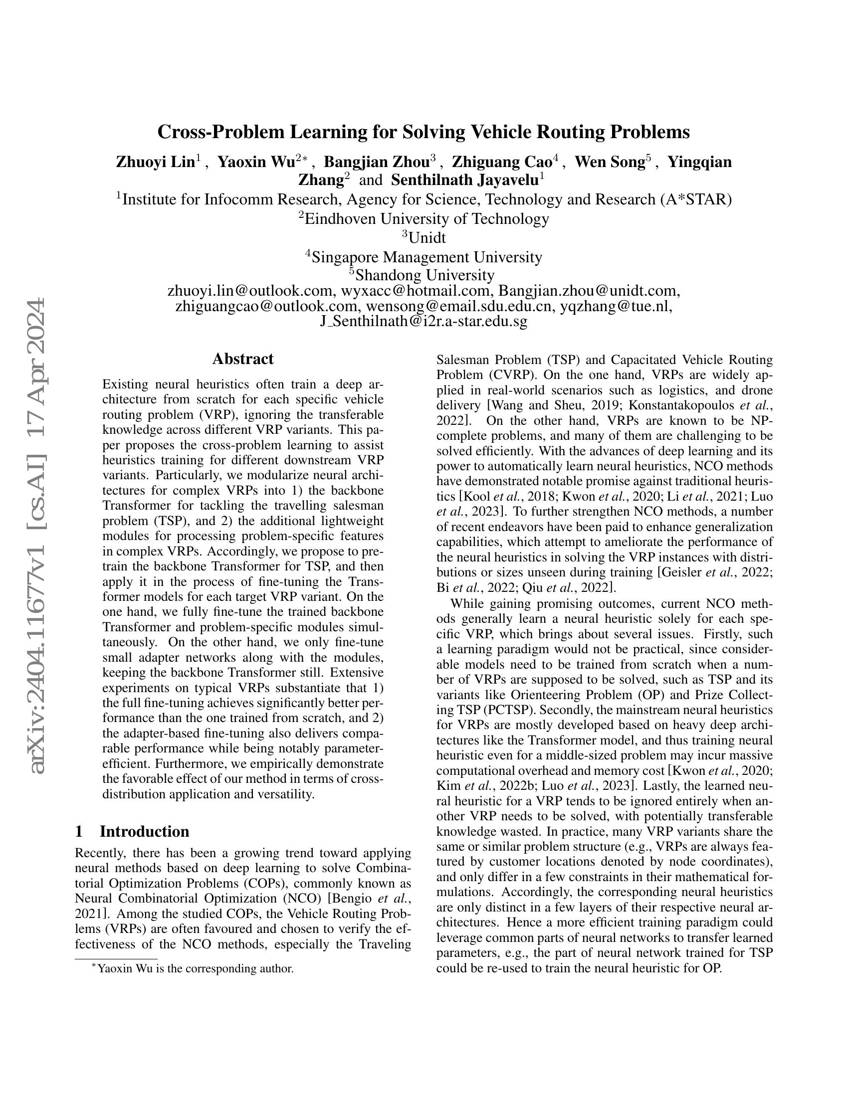 Cross-Problem Learning for Solving Vehicle Routing Problems - 智源社区论文