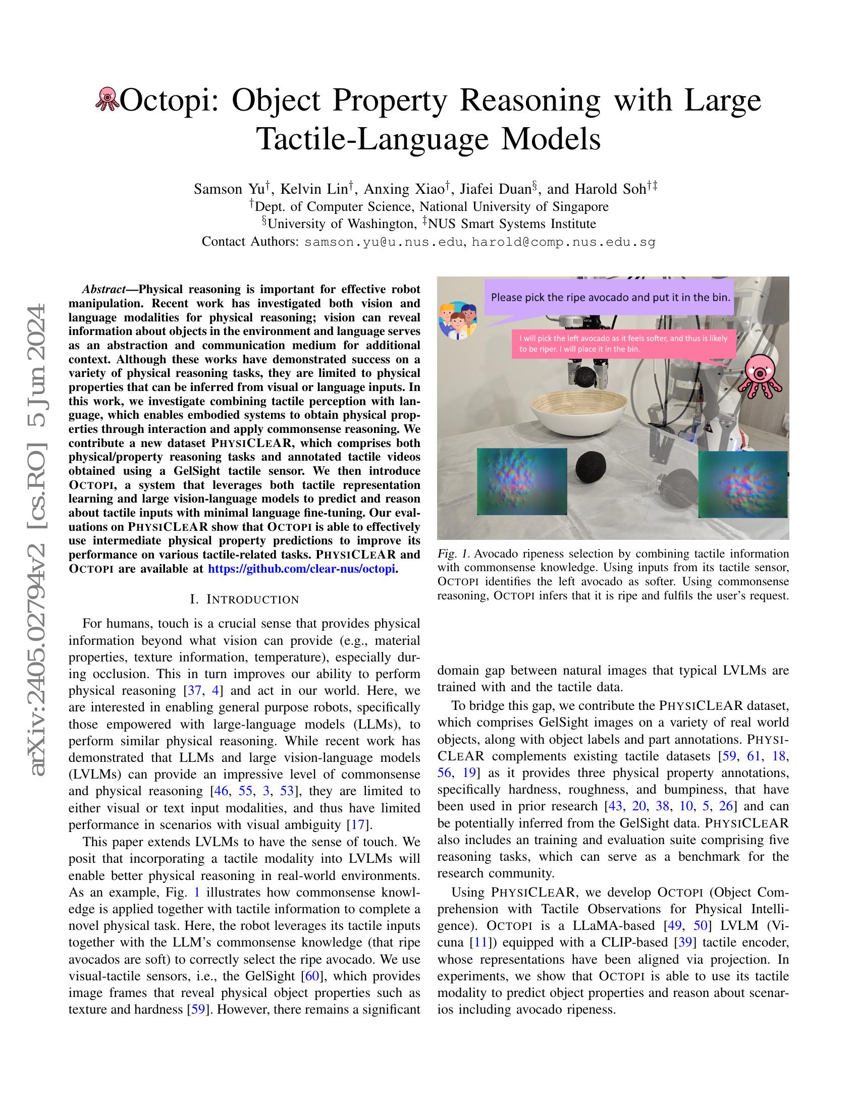 Octopi: Object Property Reasoning with Large Tactile-Language Models ...