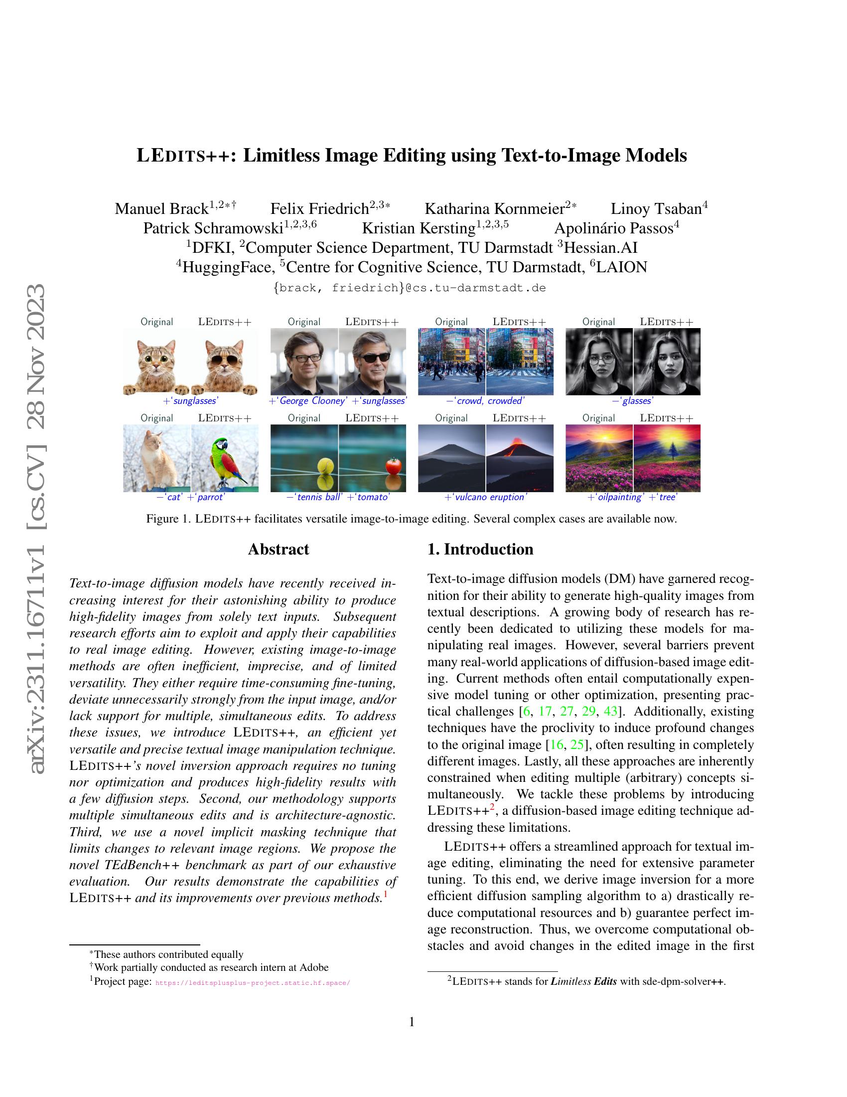 LEDITS++: Limitless Image Editing using Text-to-Image Models - 智源社区论文