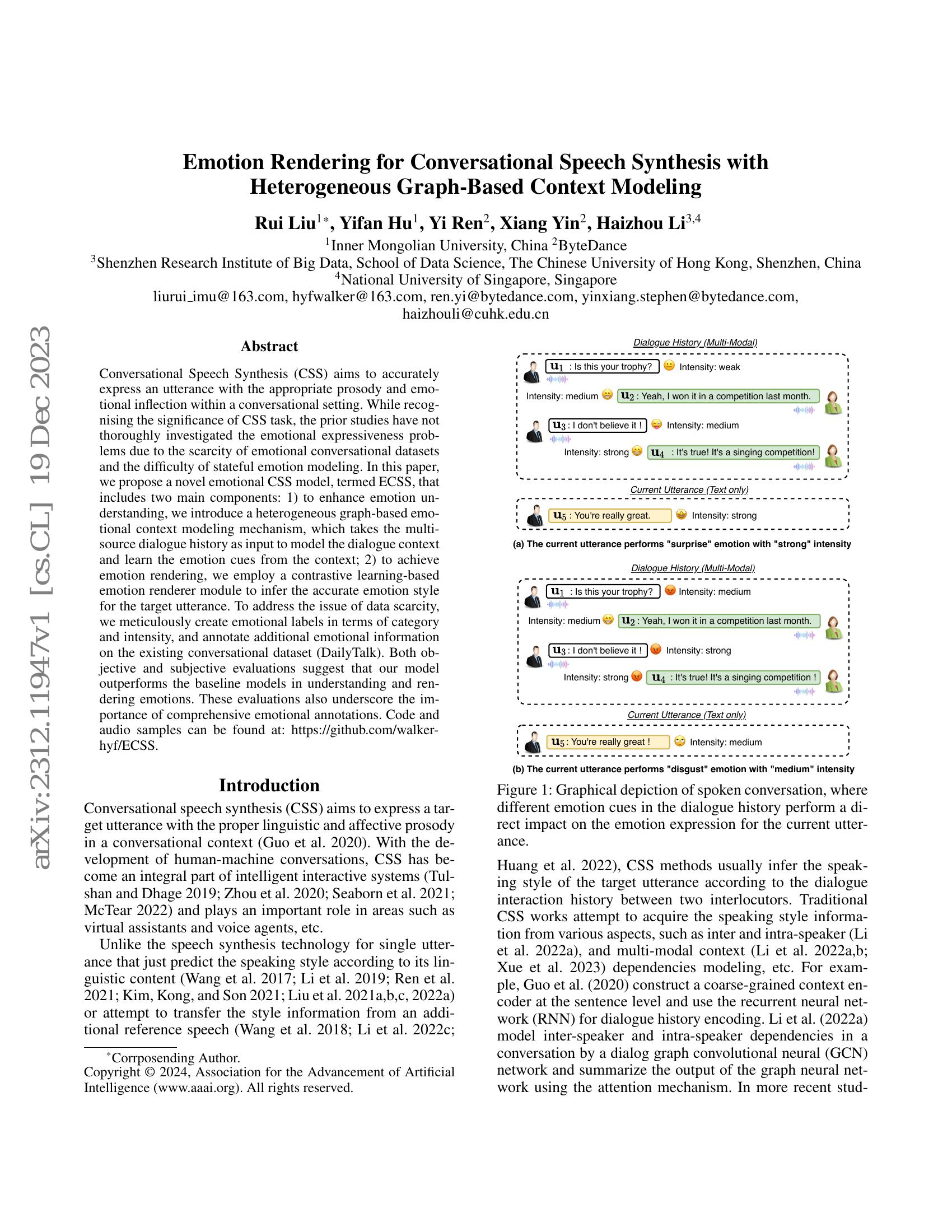 Emotion Rendering for Conversational Speech Synthesis with Heterogeneous Graph-Based Context ...