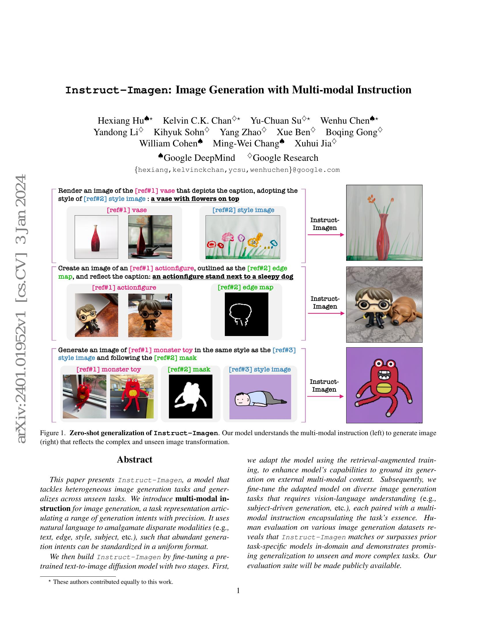 Instruct-Imagen: Image Generation with Multi-modal Instruction - 智源社区论文