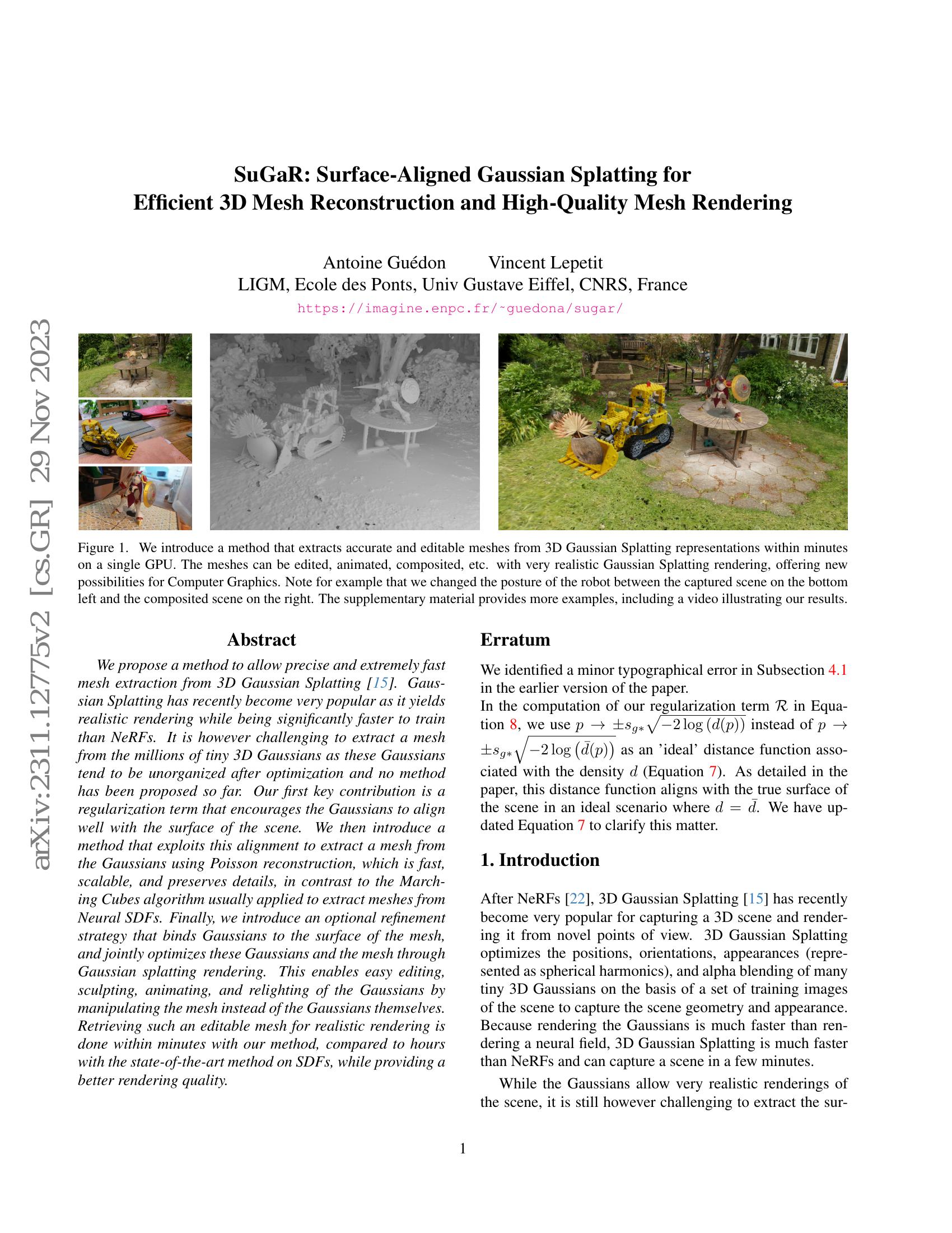 SuGaR: Surface-Aligned Gaussian Splatting for Efficient 3D Mesh ...