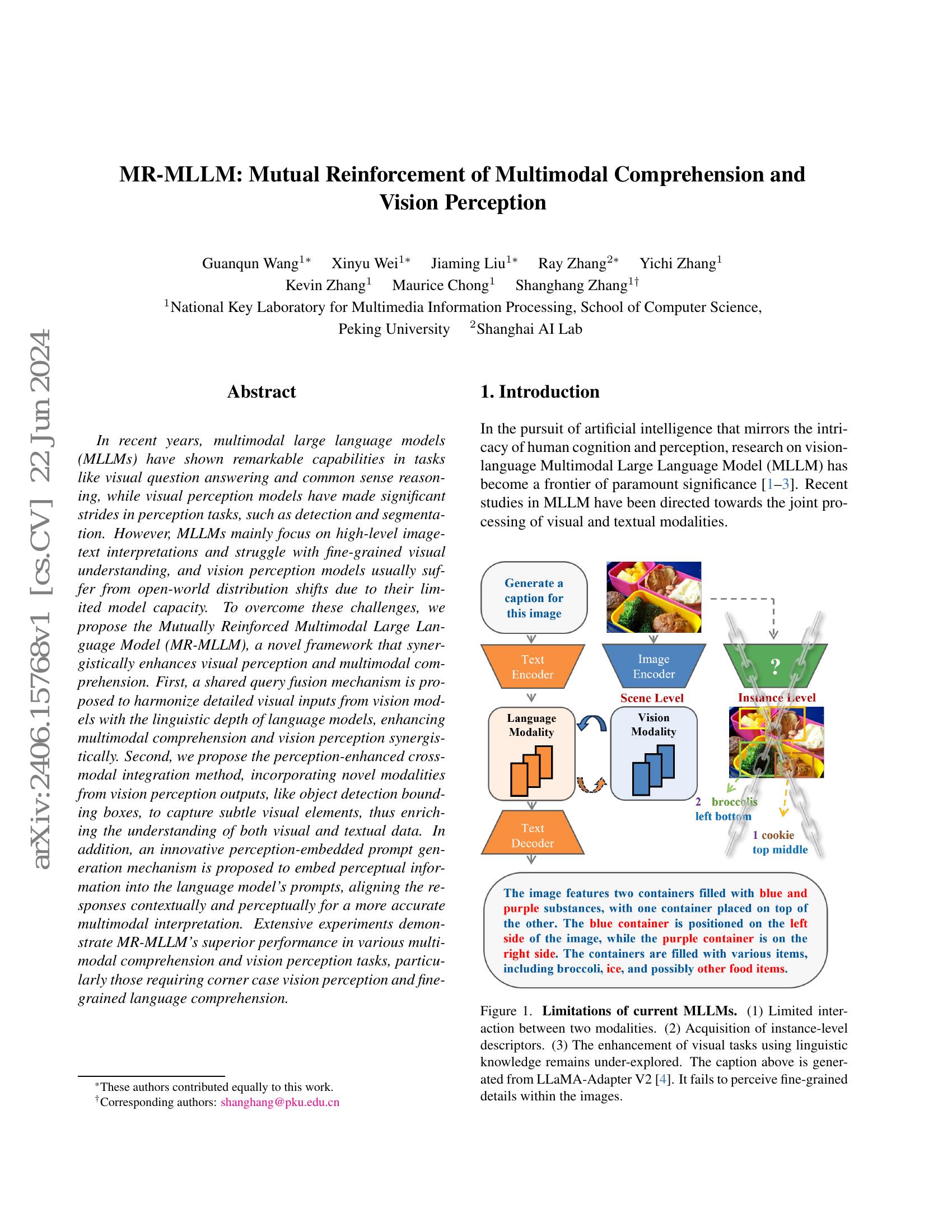 MR-MLLM: Mutual Reinforcement of Multimodal Comprehension and Vision Perception - 智源社区论文