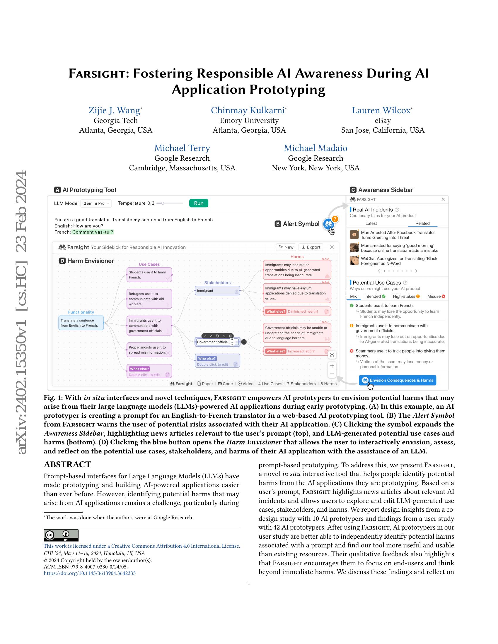 Farsight: Fostering Responsible AI Awareness During AI Application ...