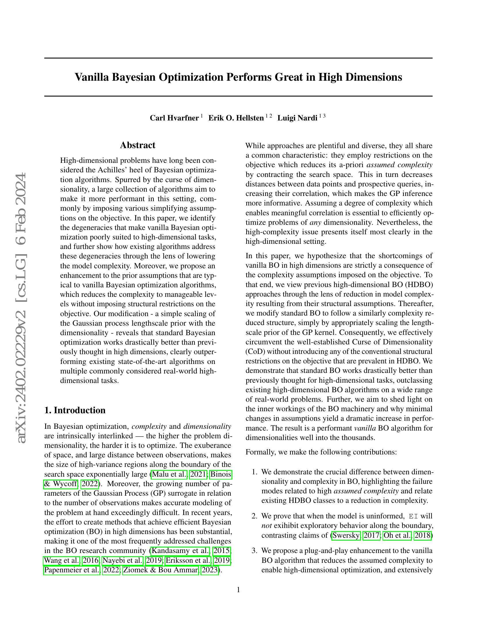 Vanilla Bayesian Optimization Performs Great in High Dimensions - 智源社区论文
