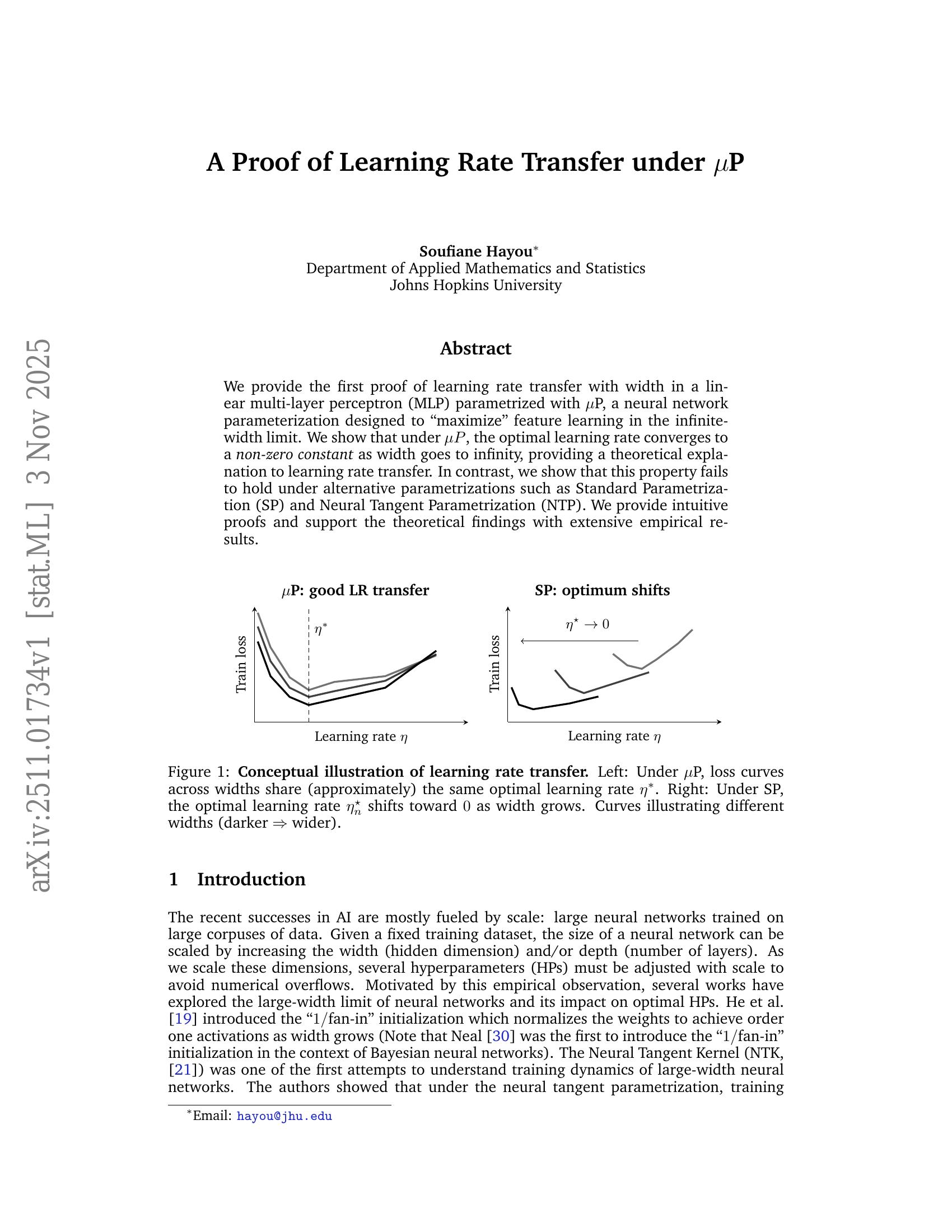 A Proof of Learning Rate Transfer under $μ$P - 智源社区论文