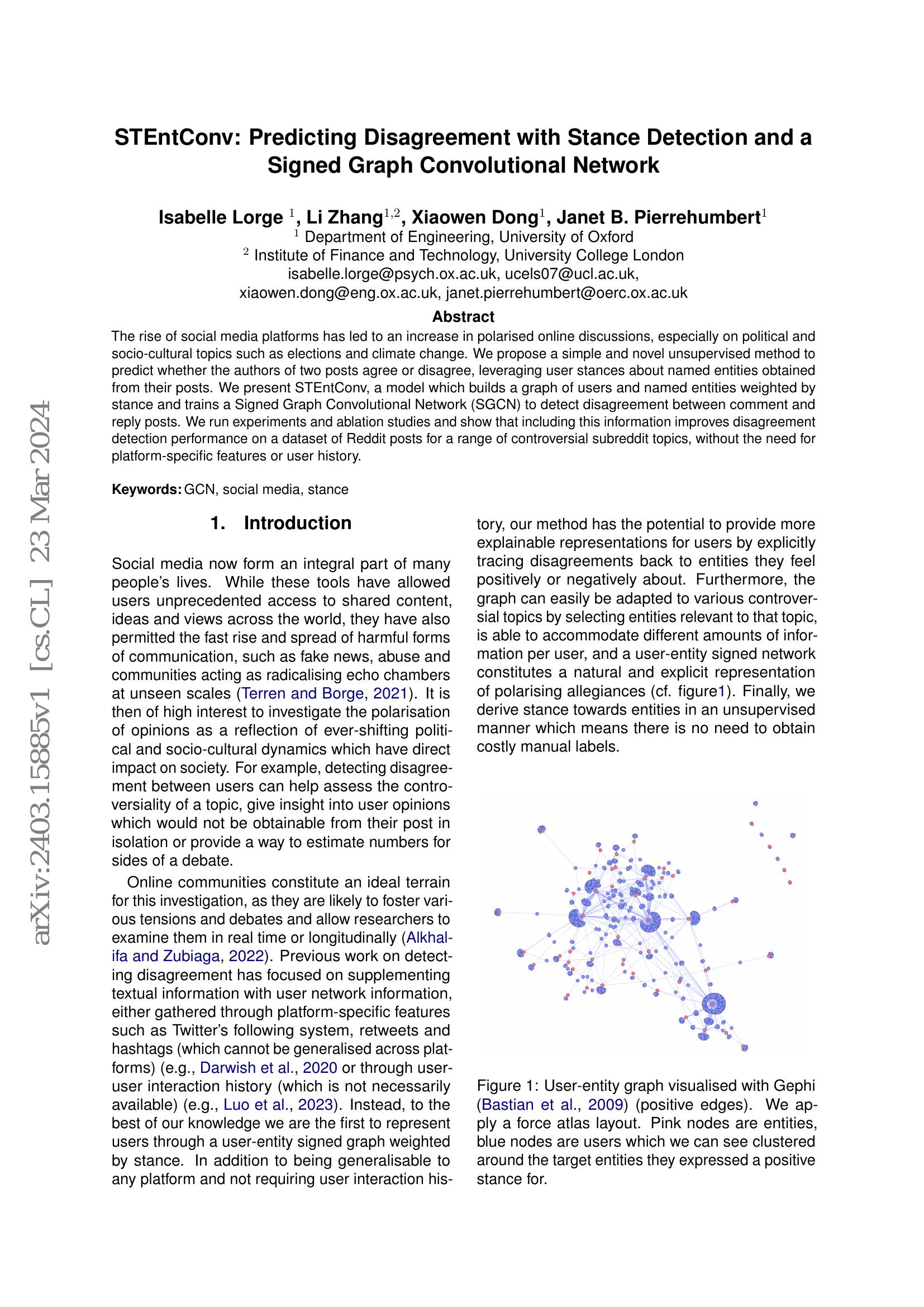 STEntConv: Predicting Disagreement with Stance Detection and a Signed Graph Convolutional ...