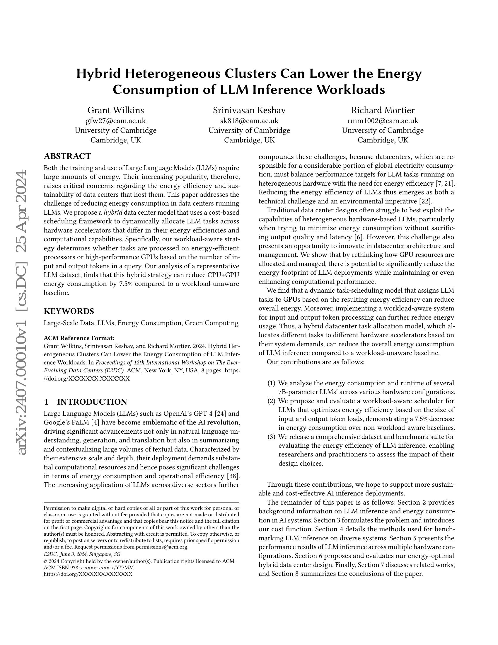 Hybrid Heterogeneous Clusters Can Lower the Energy Consumption of LLM ...