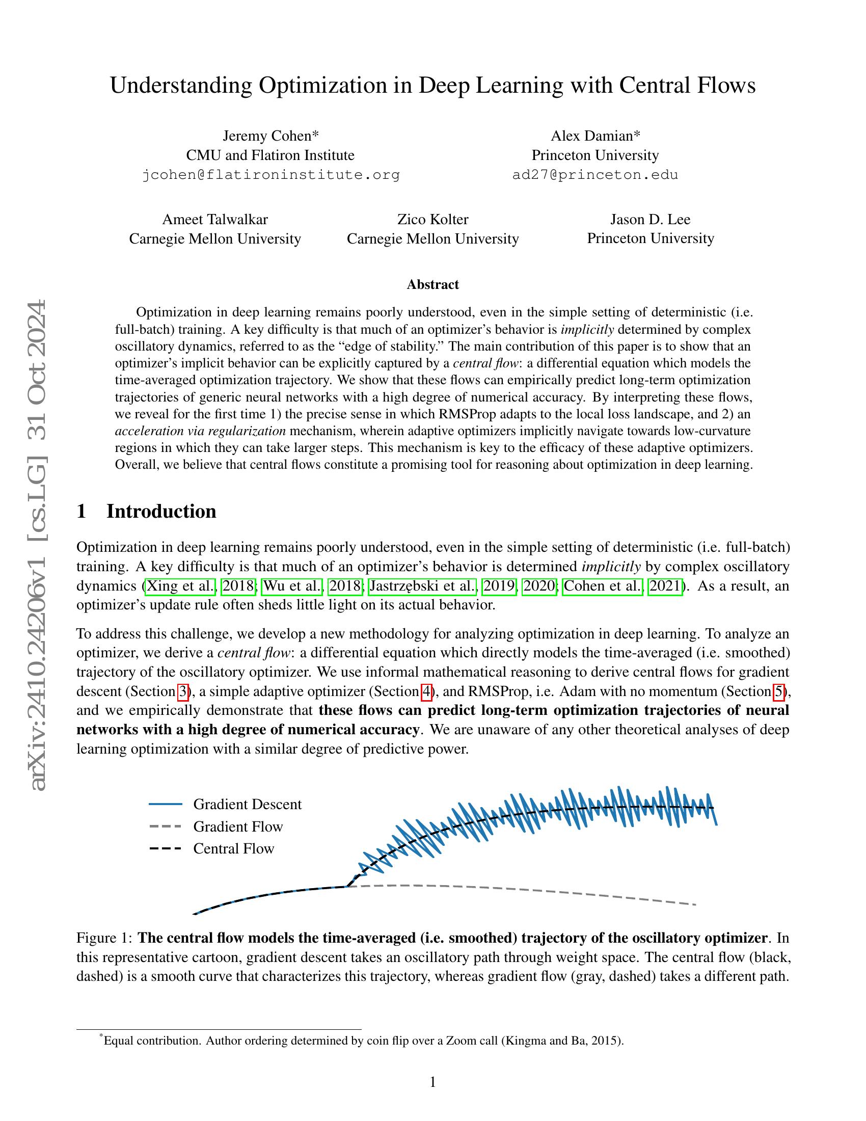 Understanding Optimization in Deep Learning with Central Flows - 智源社区论文