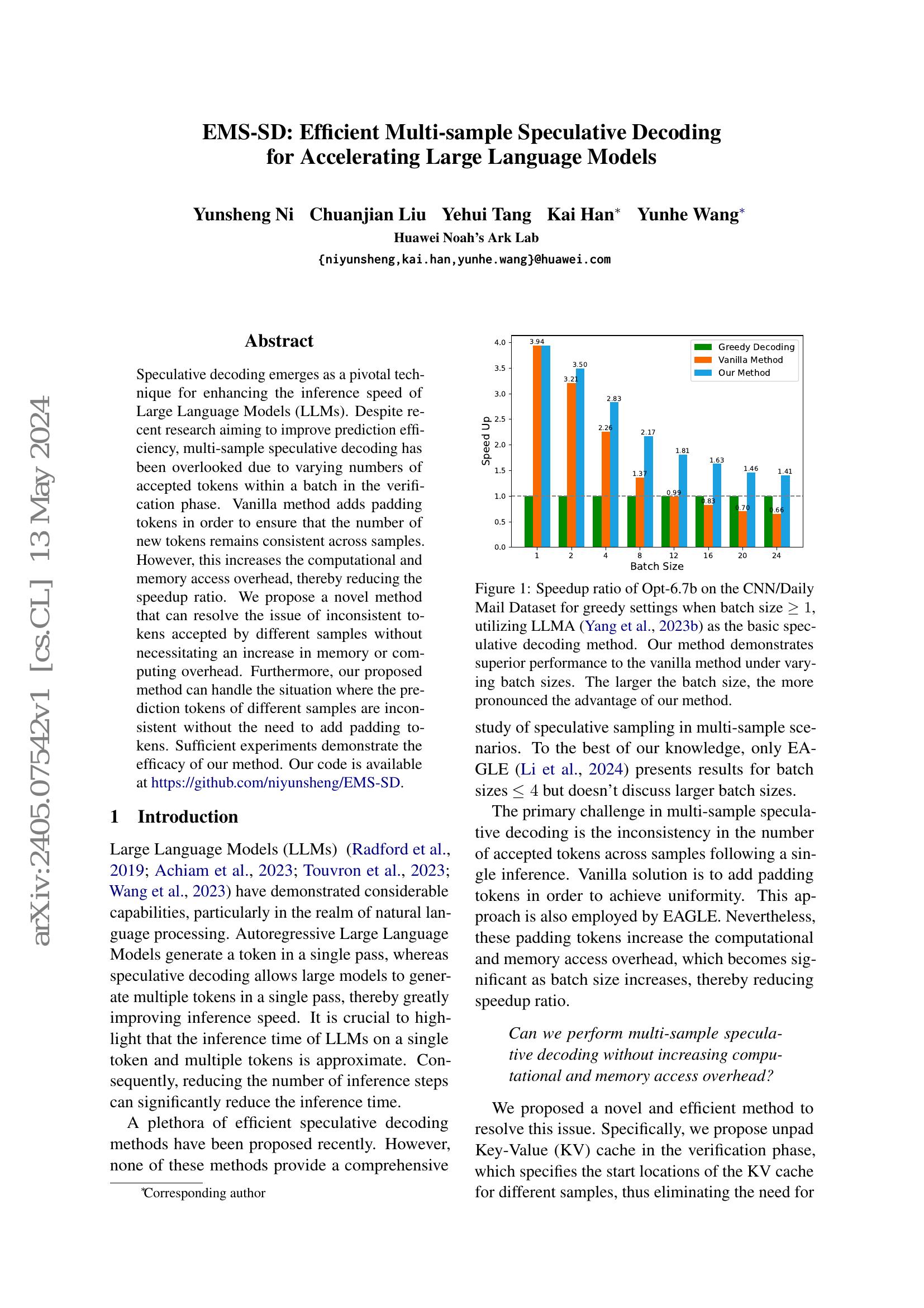 EMS-SD: Efficient Multi-sample Speculative Decoding for Accelerating ...