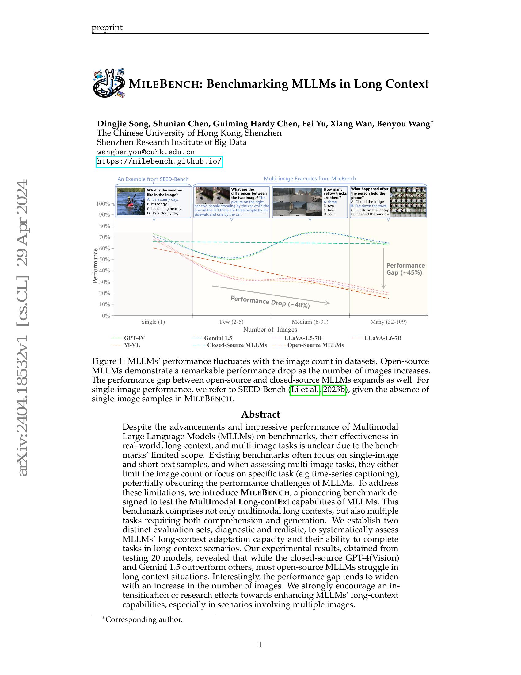MileBench: Benchmarking MLLMs in Long Context - 智源社区论文