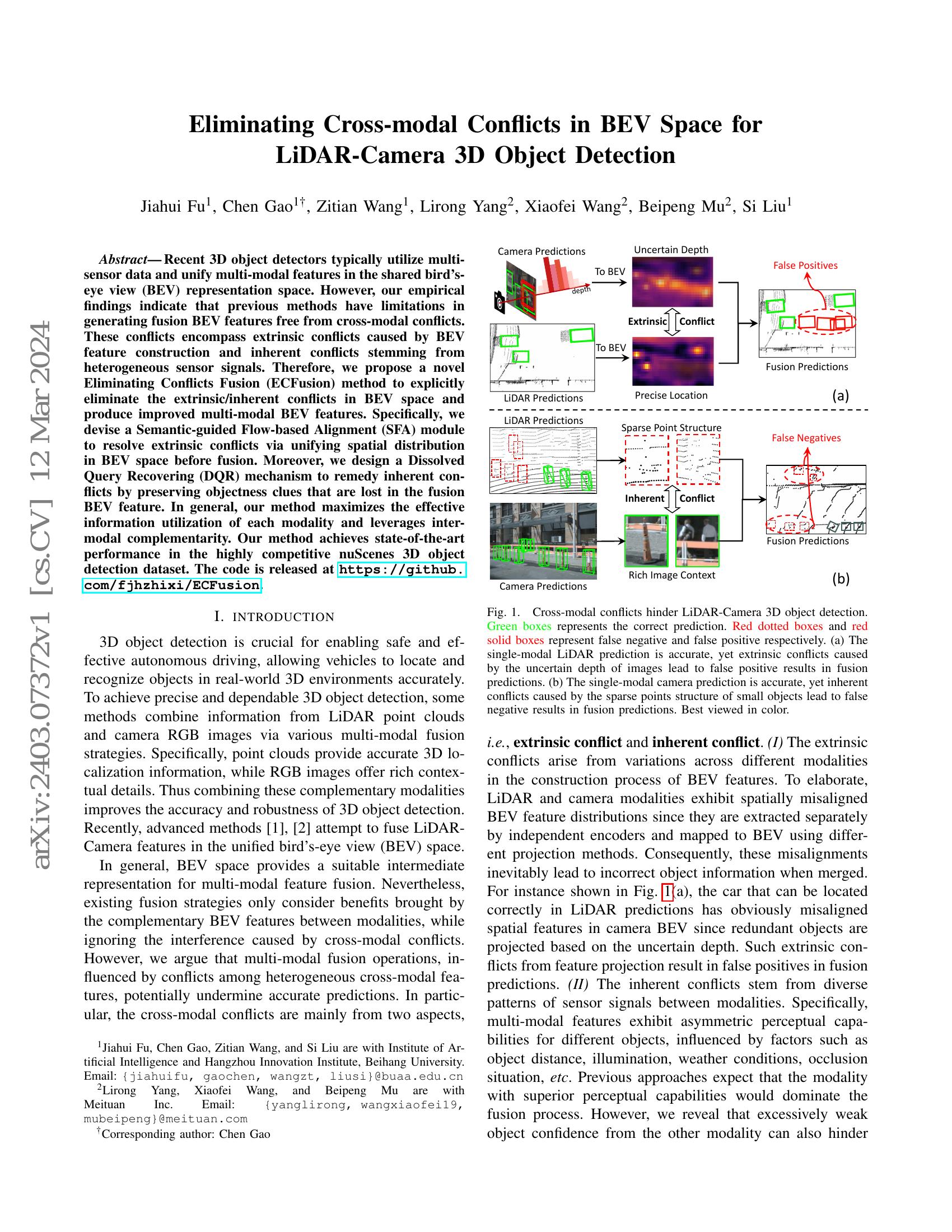 Eliminating Cross-modal Conflicts in BEV Space for LiDAR-Camera 3D Object Detection - 智源社区论文