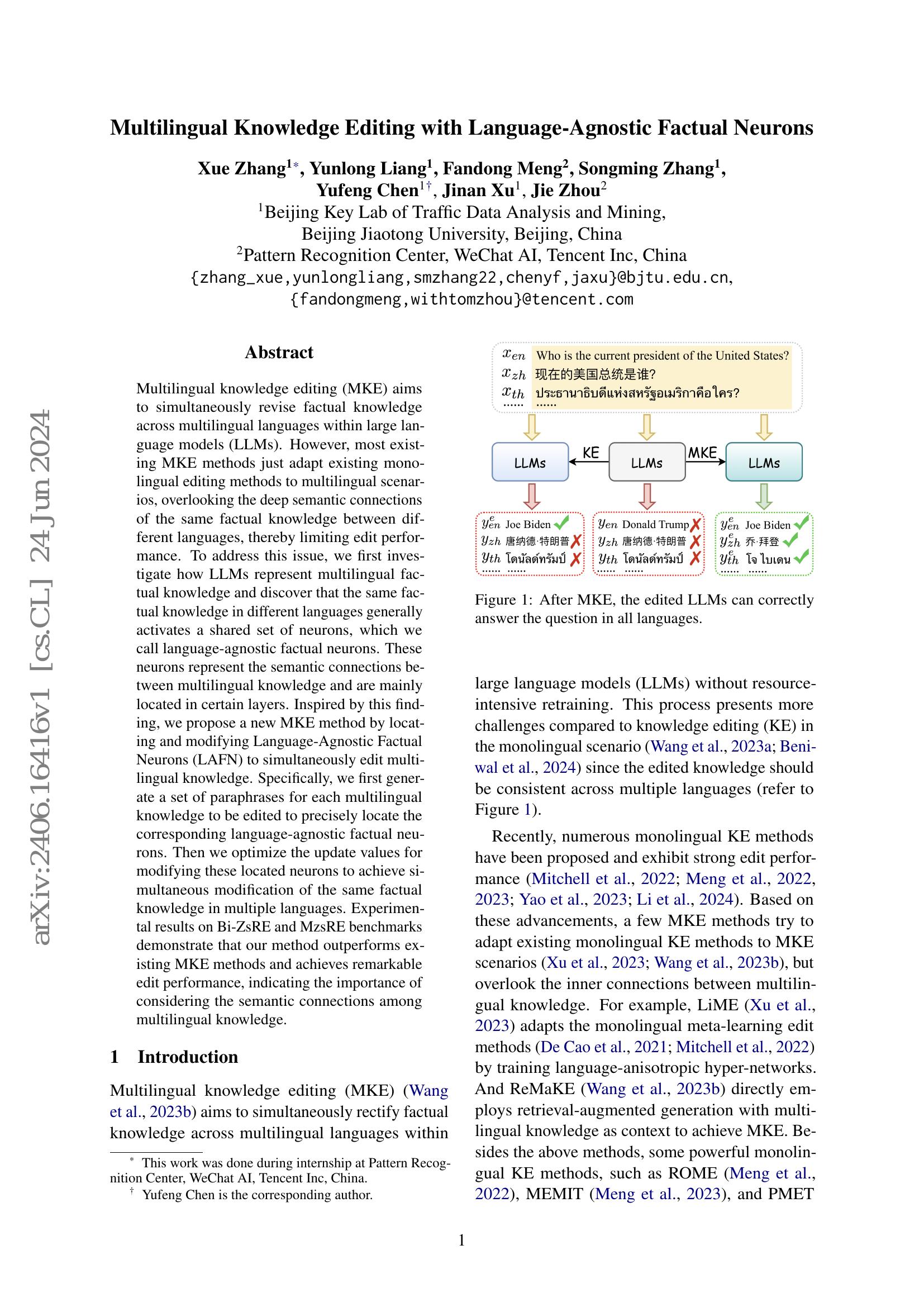 Multilingual Knowledge Editing with Language-Agnostic Factual Neurons ...