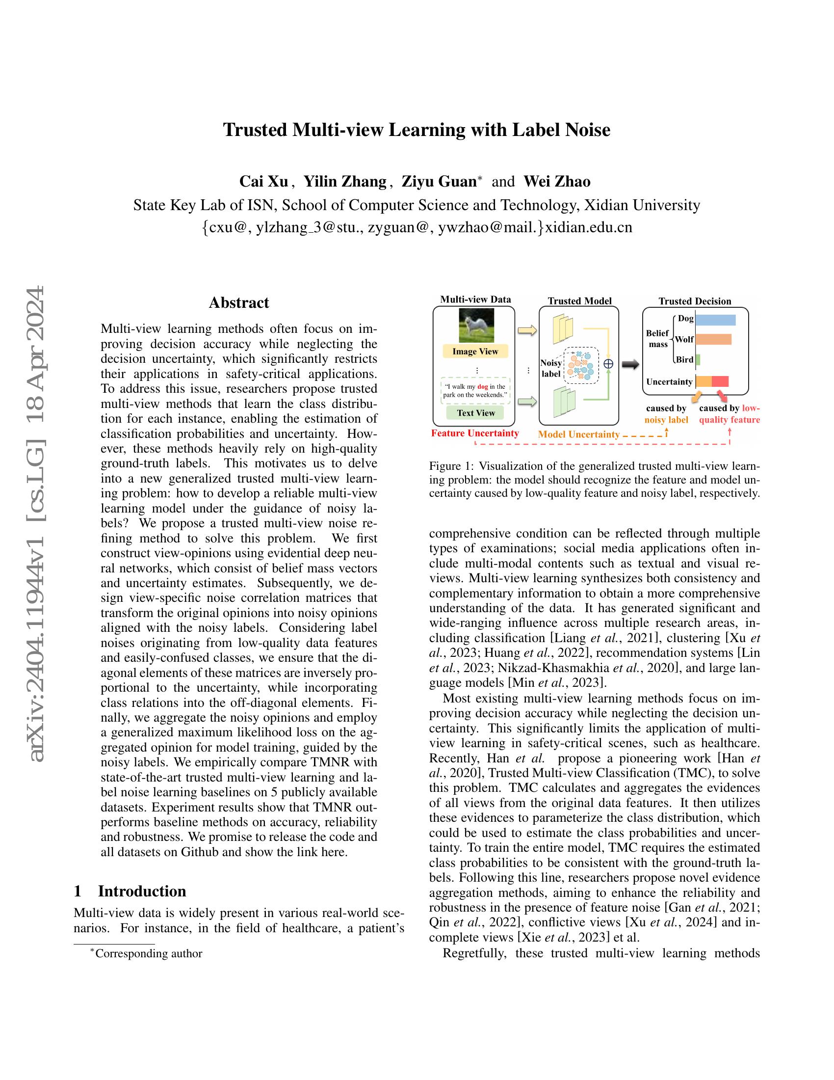 Trusted Multi-view Learning with Label Noise - 智源社区论文