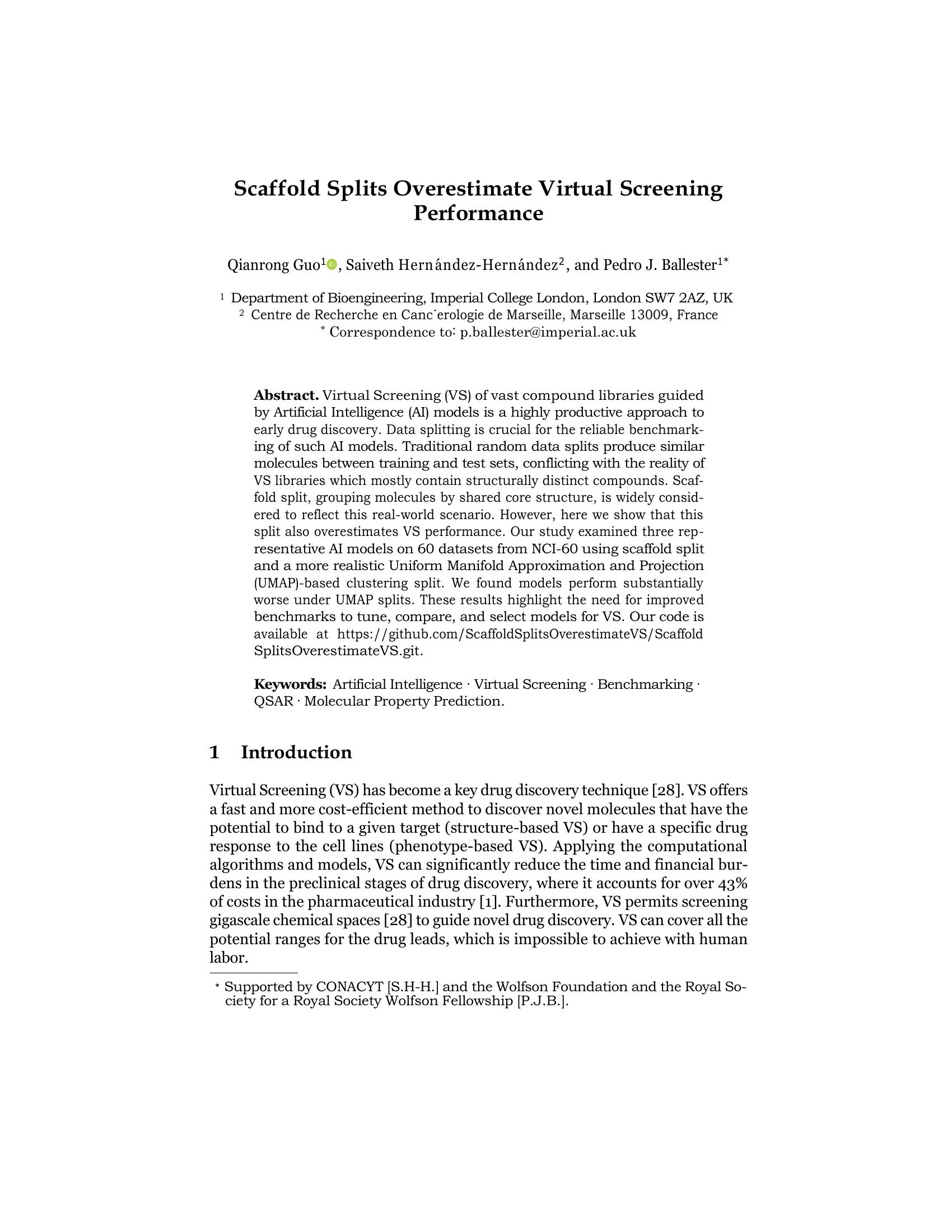 Scaffold Splits Overestimate Virtual Screening Performance - 智源社区论文