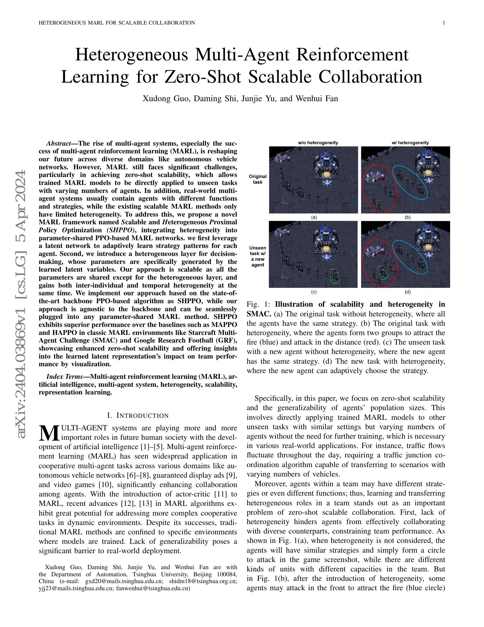 Heterogeneous Multi-Agent Reinforcement Learning for Zero-Shot Scalable Collaboration - 智源社区论文