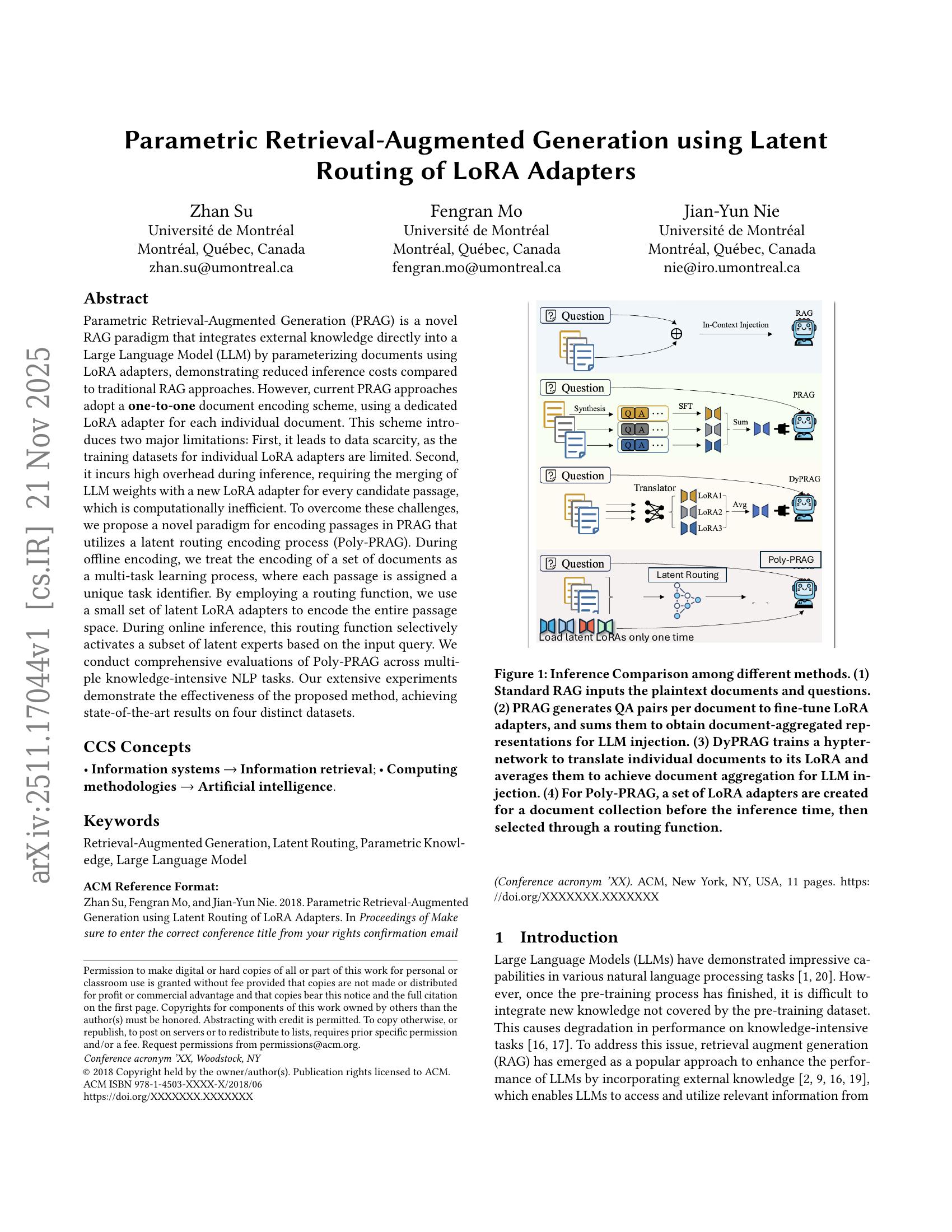 Parametric Retrieval-Augmented Generation using Latent Routing of LoRA ...