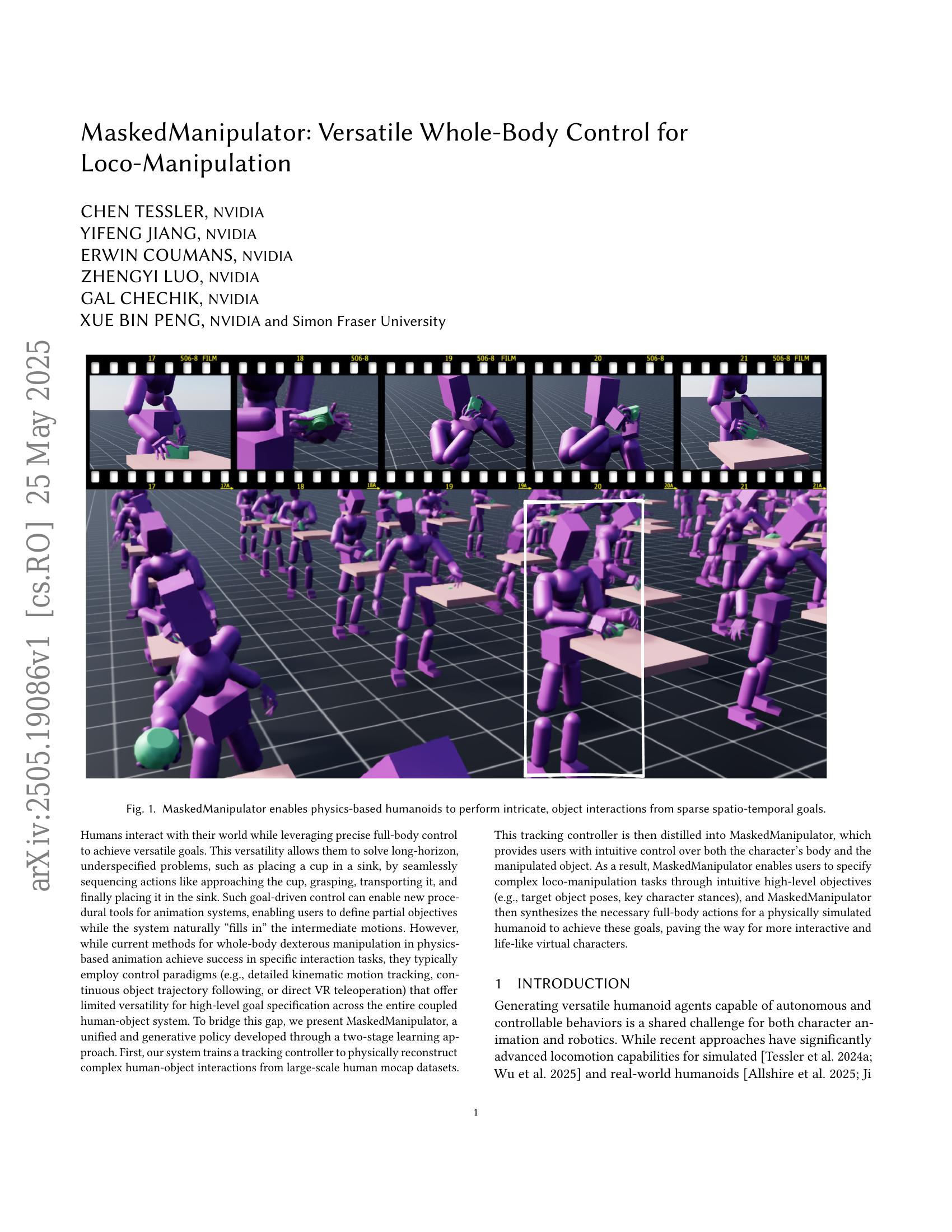 MaskedManipulator: Versatile Whole-Body Control for Loco-Manipulation ...