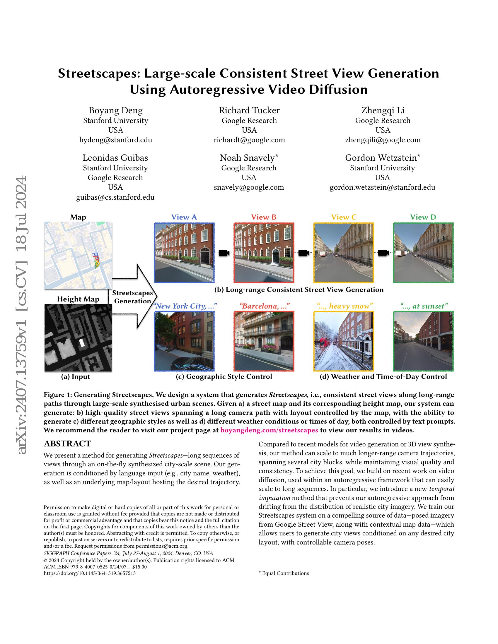Streetscapes: Large-scale Consistent Street View Generation Using ...