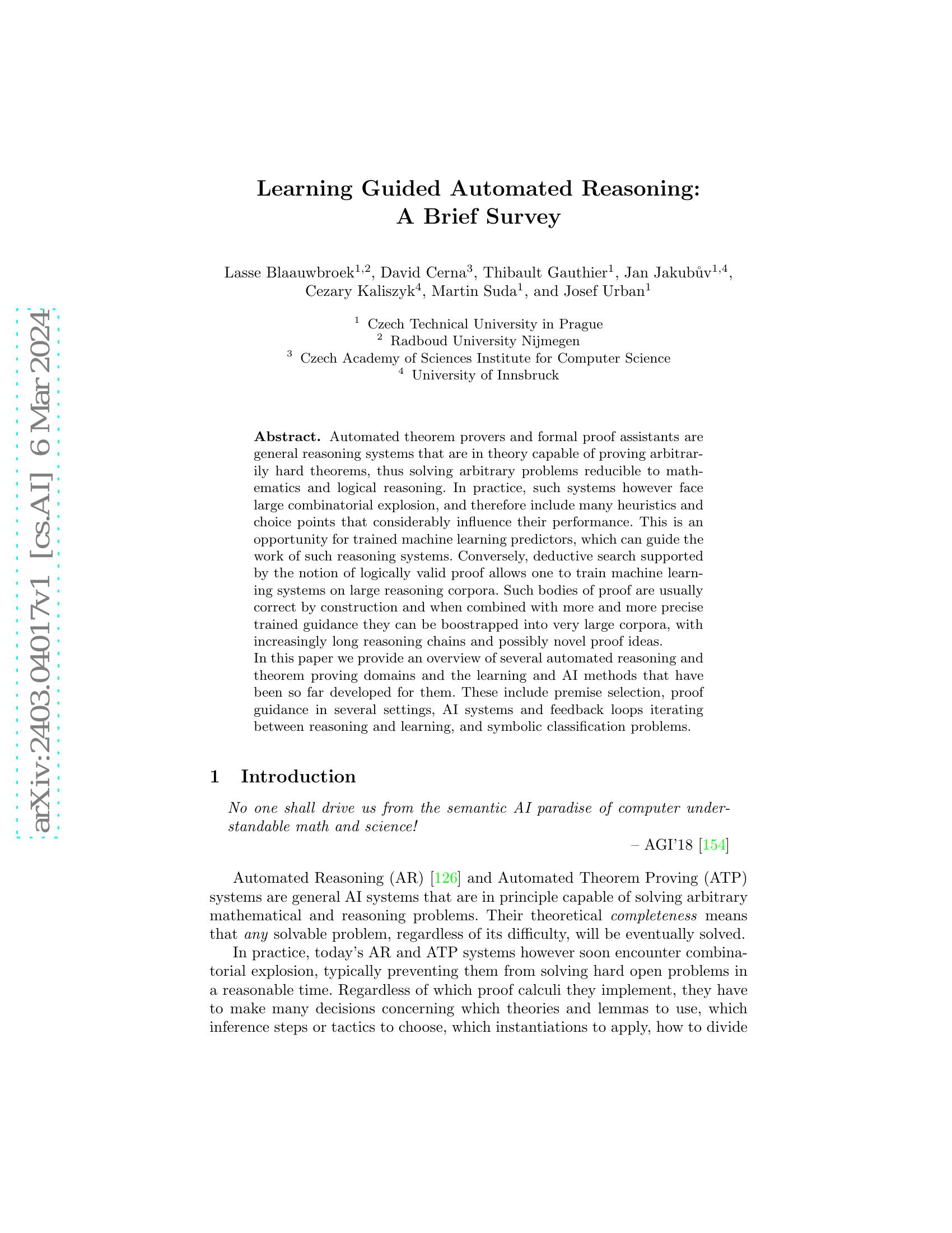 Learning Guided Automated Reasoning: A Brief Survey - 智源社区论文