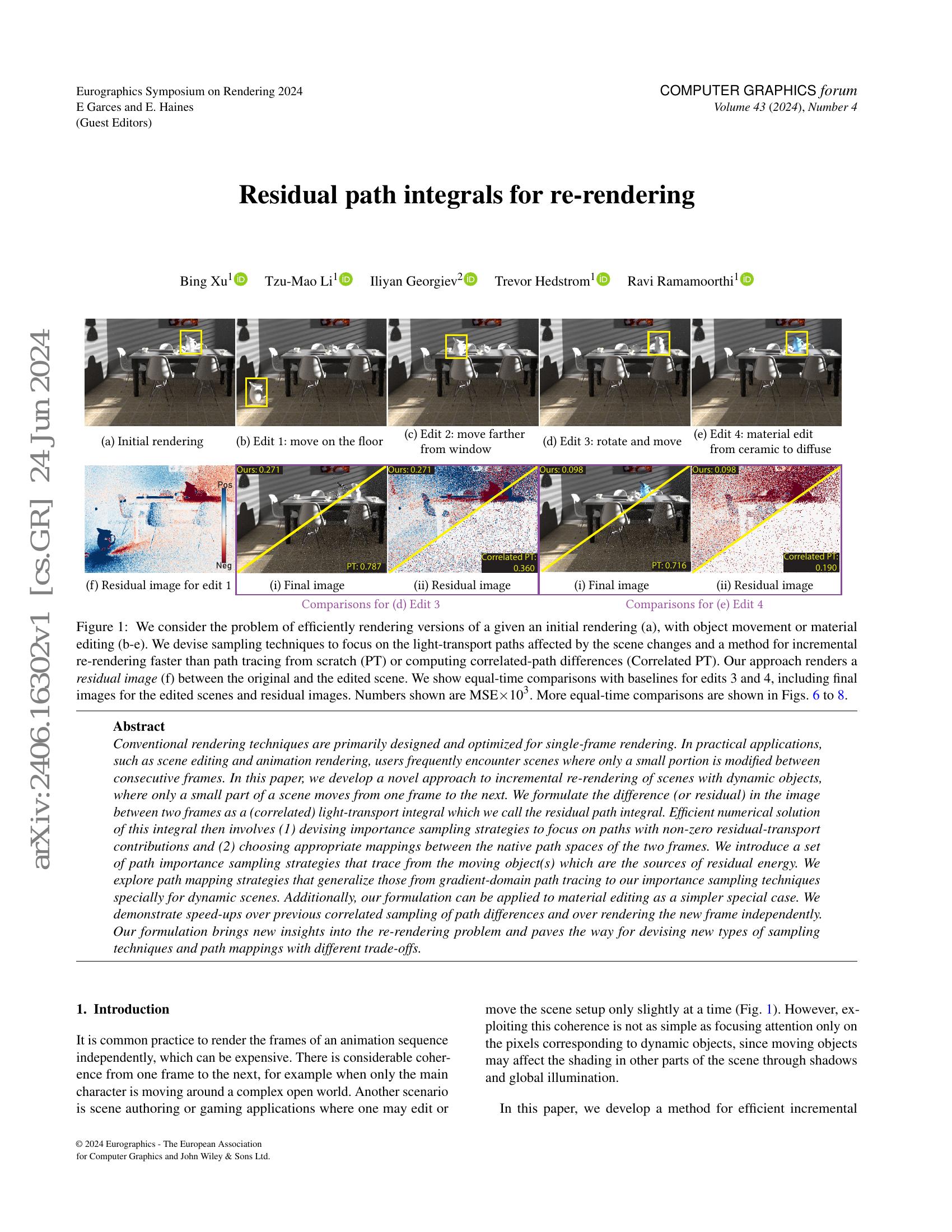 Residual path integrals for re-rendering - 智源社区论文