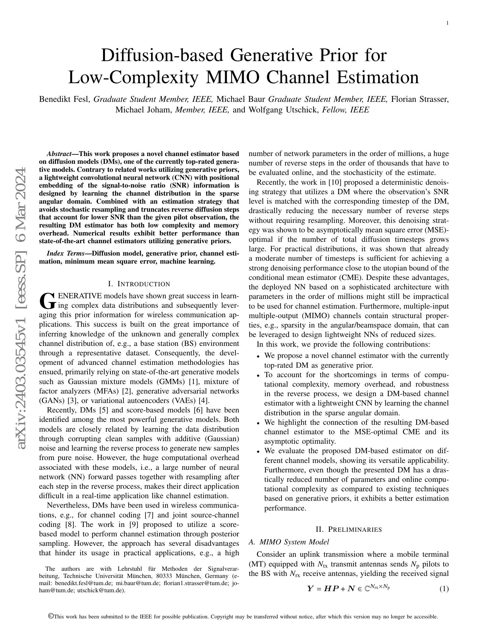 Diffusion-based Generative Prior for Low-Complexity MIMO Channel Estimation - 智源社区论文