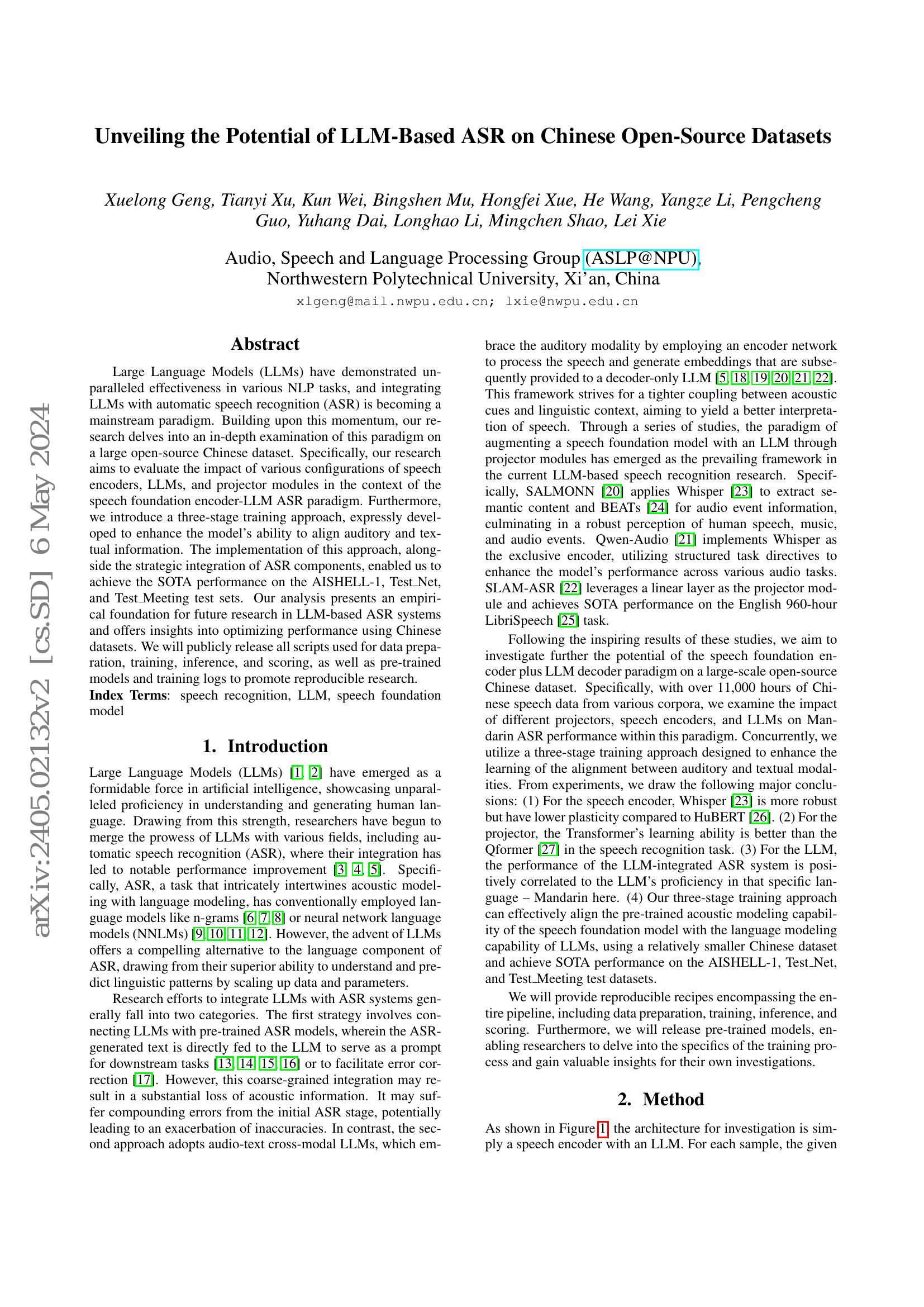 Unveiling the Potential of LLM-Based ASR on Chinese Open-Source Datasets - 智源社区论文